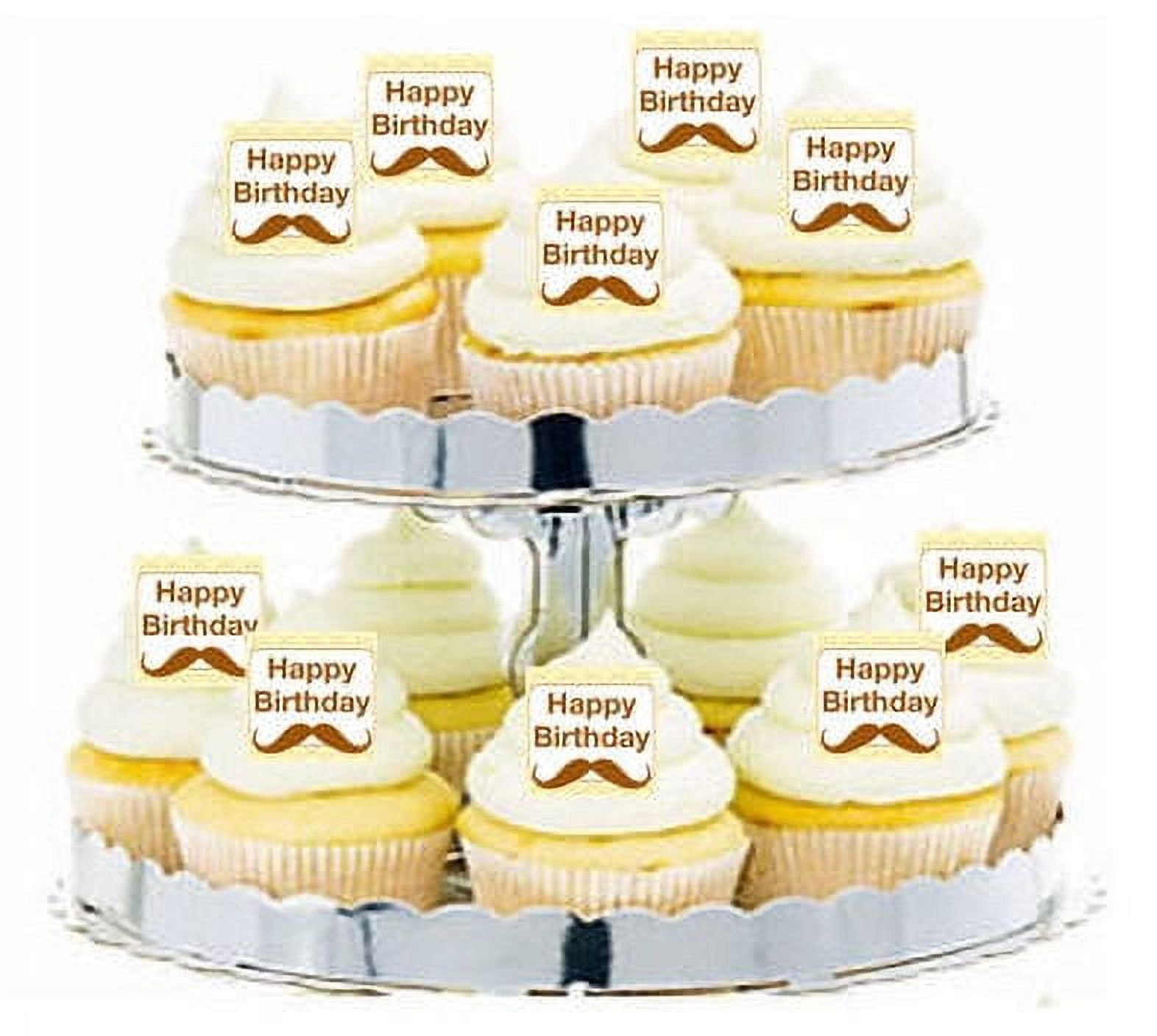 24pk Happy Birthday Mustache Cupcake Decoration Toppers / Picks ...