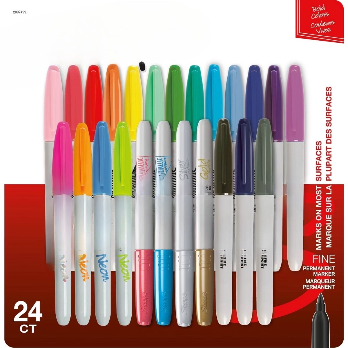 24pk Permanent Markers Fine Tip Multicolored for Art, Office - Walmart.com