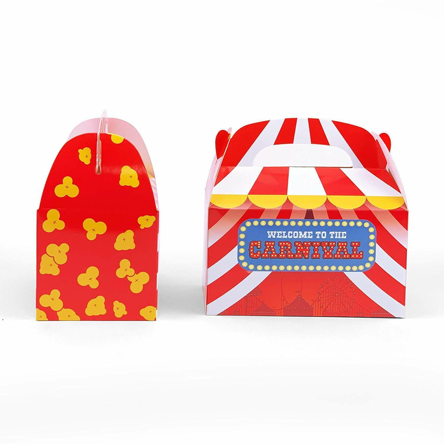 24pk Red Carnival Circus Theme Treat Boxes Birthday Popcorn Fair Party ...