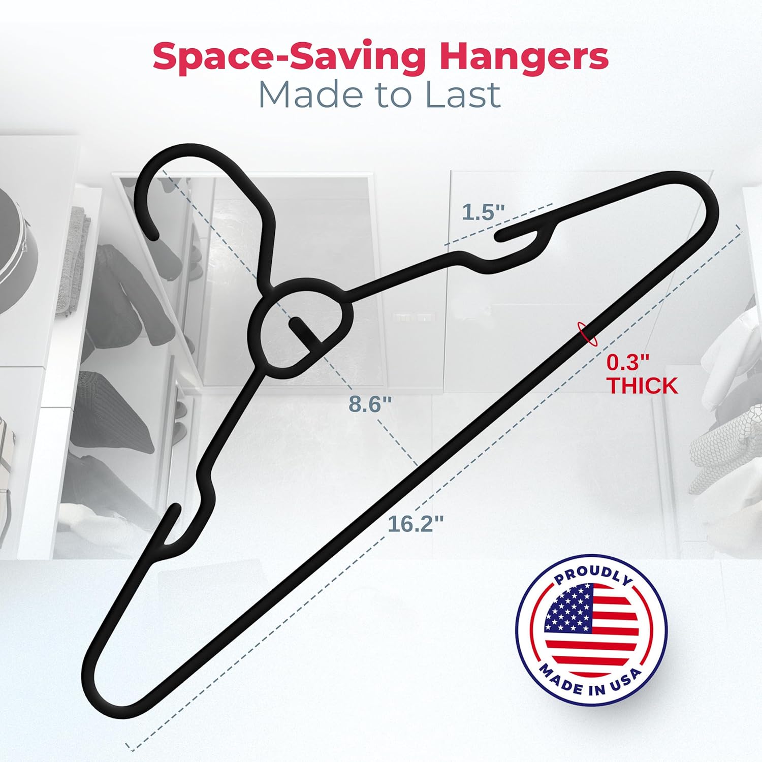 24pk Space Saving Hangers - Heavy Duty Clothes Hangers for Closet ...