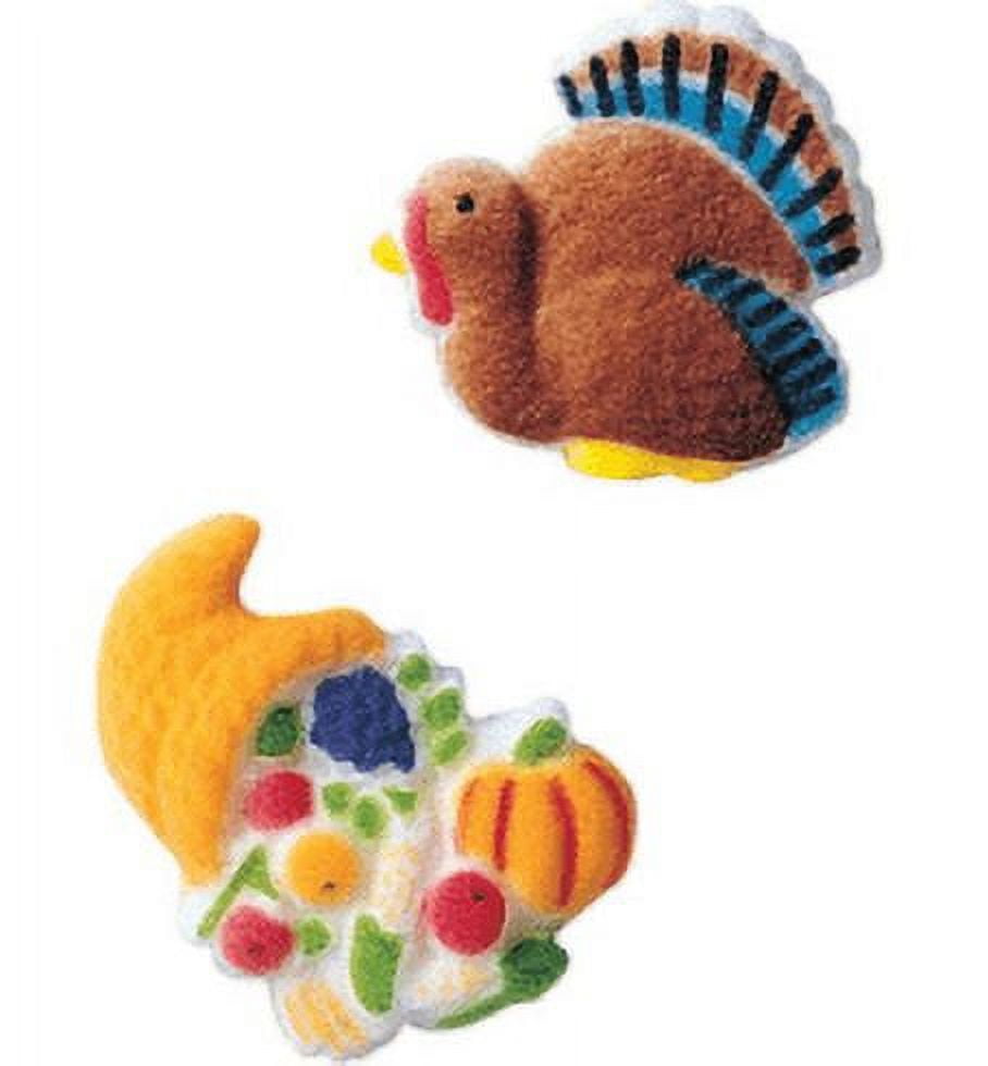 24pk Edible Sugar Toppers - Turkey/Cornucopia for Cakes, Cupcakes, Pops ...