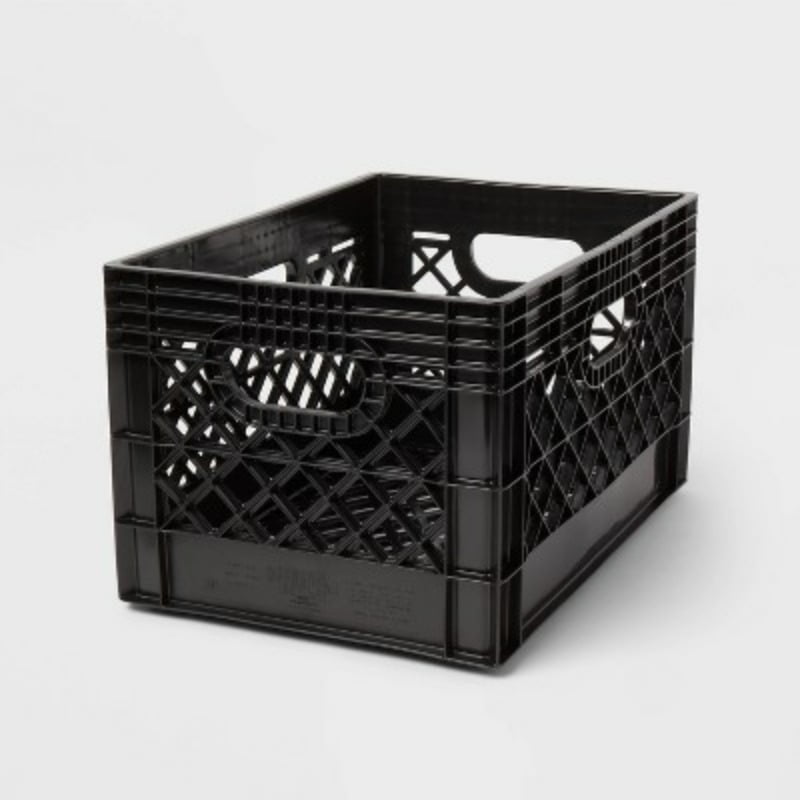 24qt Heavy Duty Stackable Storage Crate 24.31 : Black Plastic Utility ...