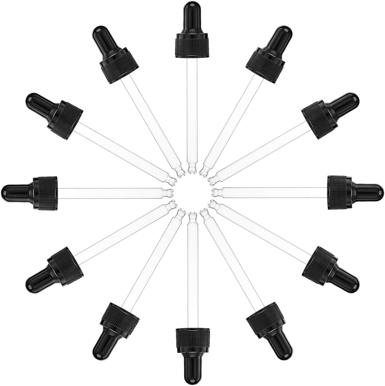24sets 50ml Black Straight Tip Glass Droppers with Rubber Bulb and ...