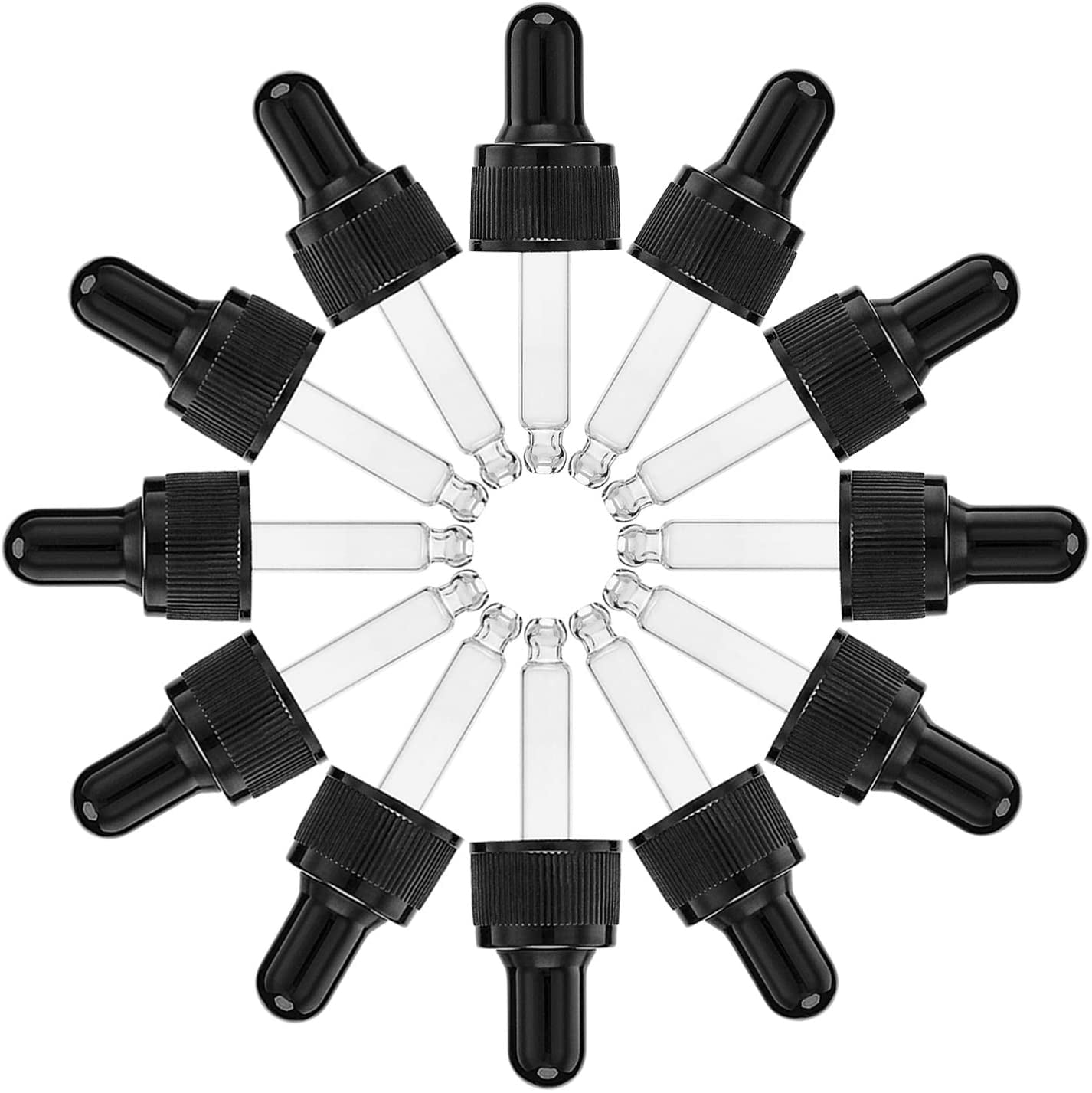 24sets 5ml 2.48x0.83Inch Black Straight Tip Glass Droppers with Rubber ...