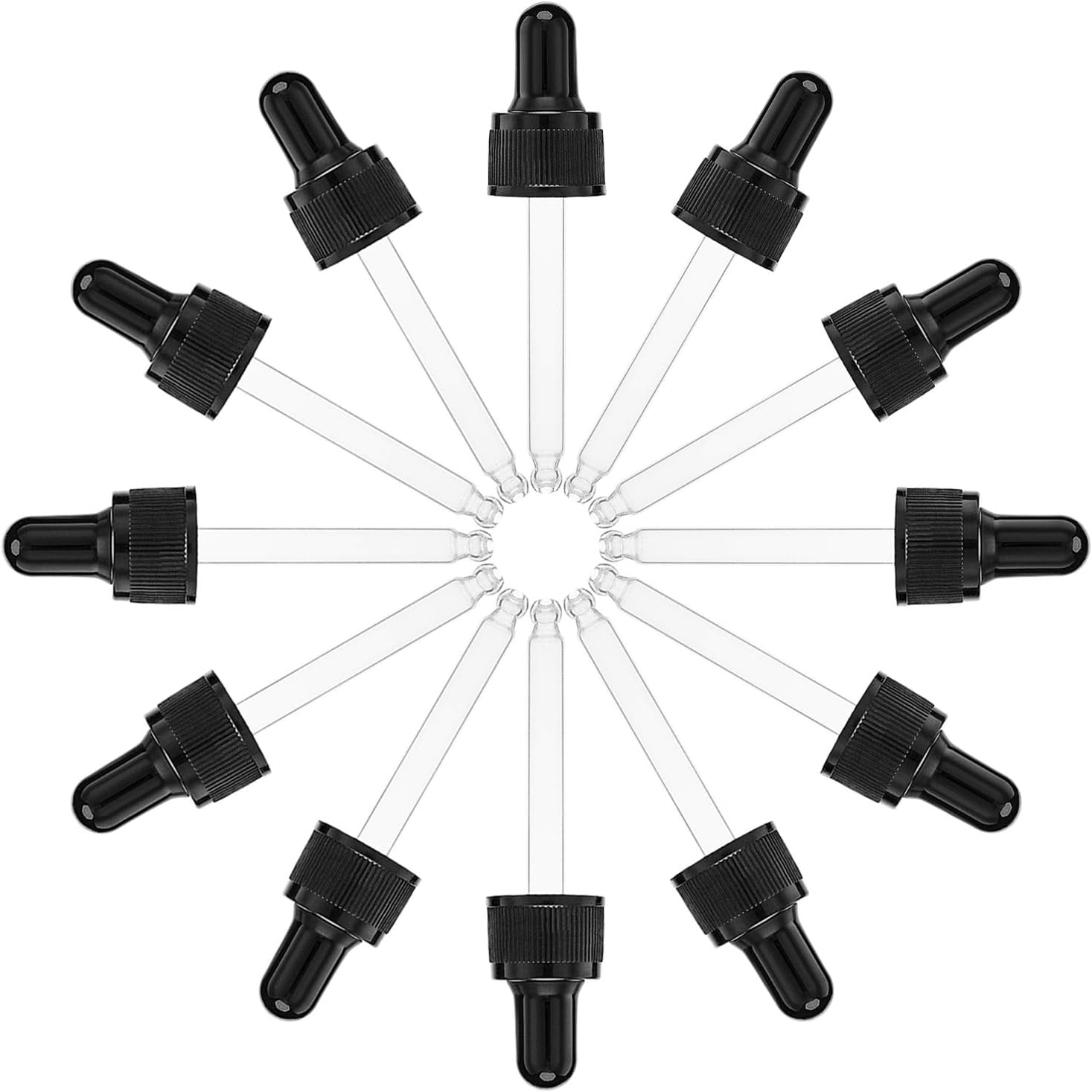 24sets Black Straight Tip Glass Droppers 30ml Essential Oils Pipette ...