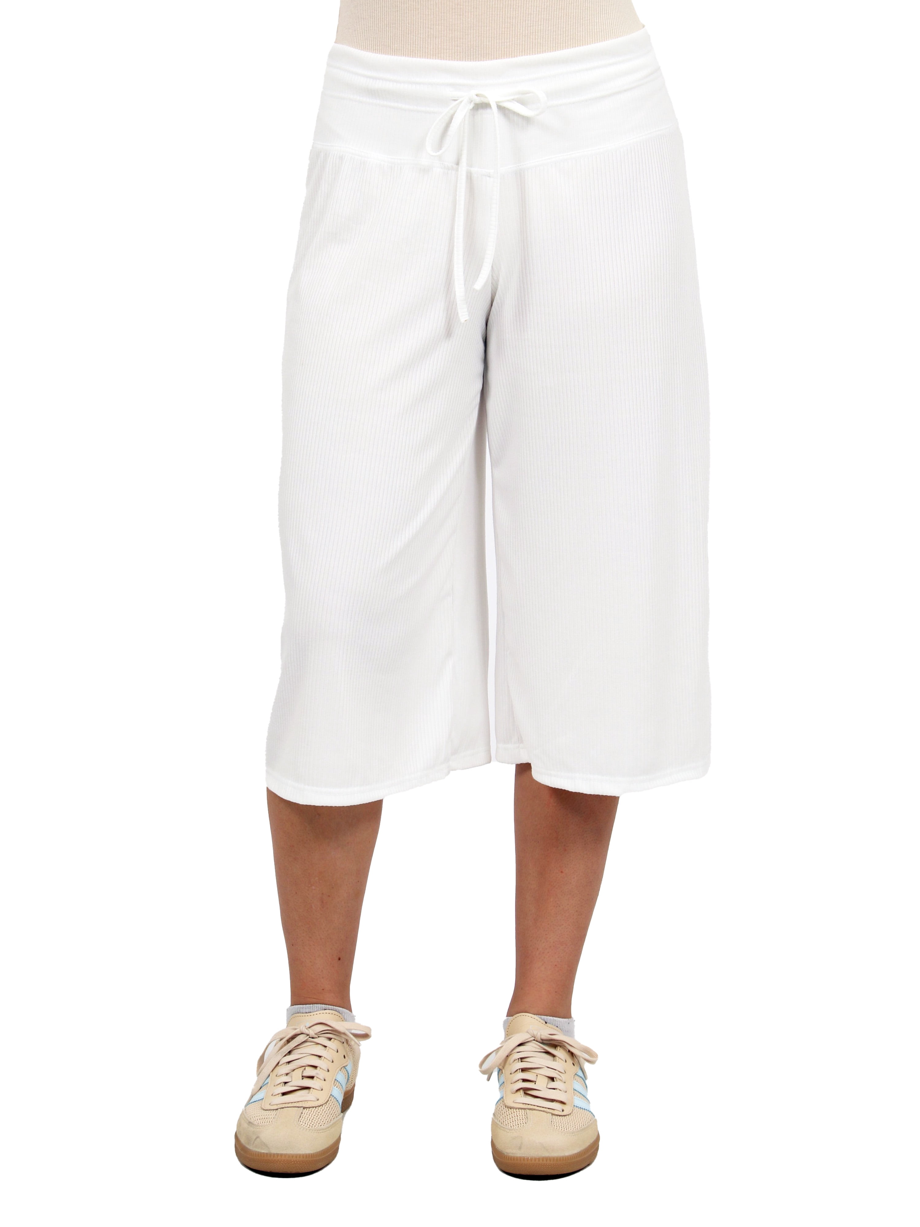 24seven Comfort Apparel Basic Womens Ribbed Knit Drawstring Flared ...