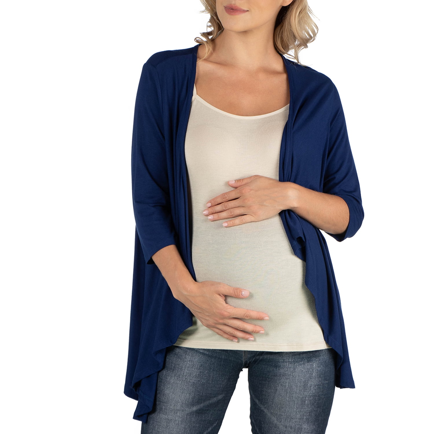 24seven Comfort Apparel Elbow Length Sleeve Maternity Open Cardigan ...