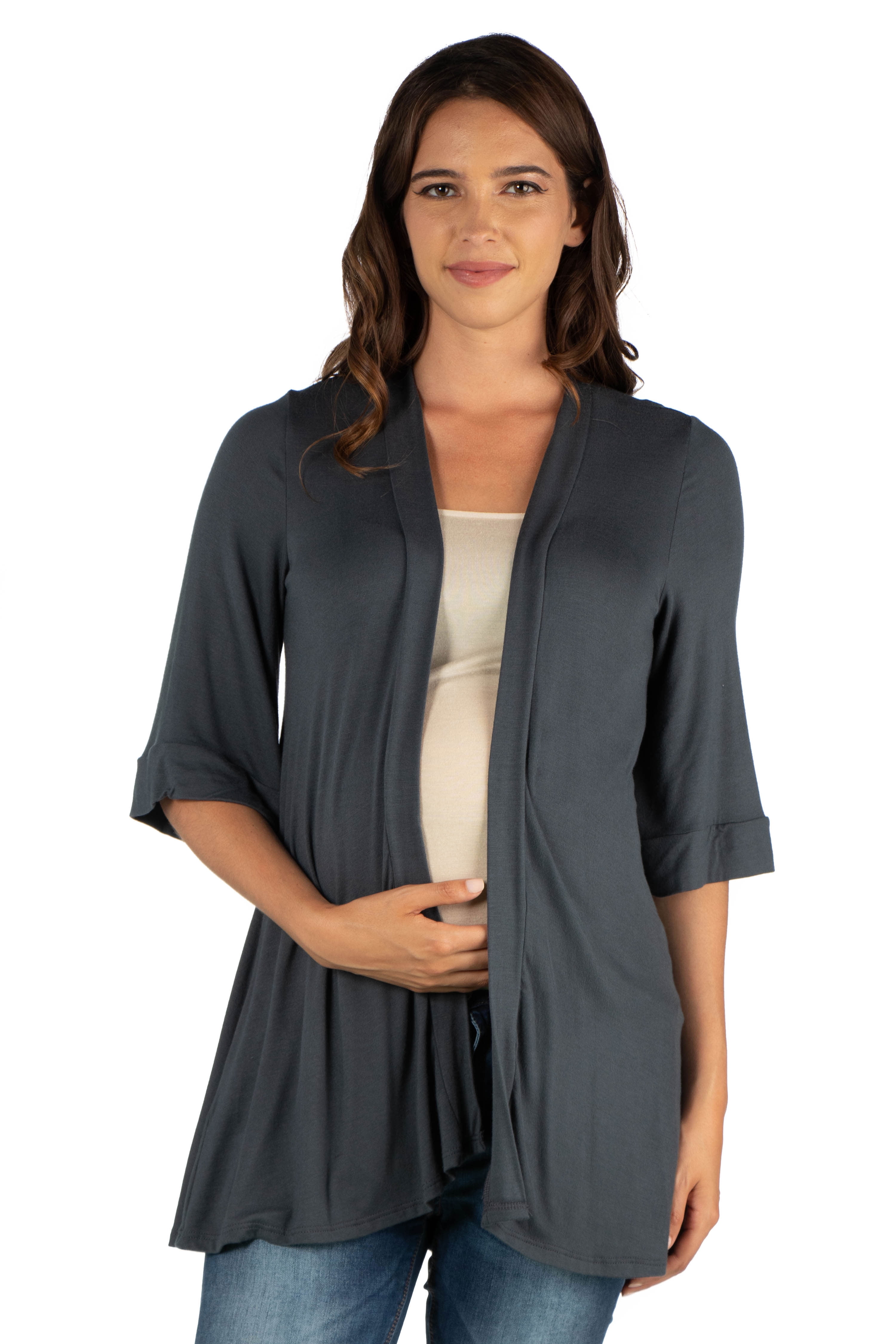 24seven Comfort Apparel Elbow Length Maternity Cardigan - Walmart.com