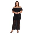 24seven Comfort Apparel Elevate Curvy Lace Off the Shoulder Side Slit ...