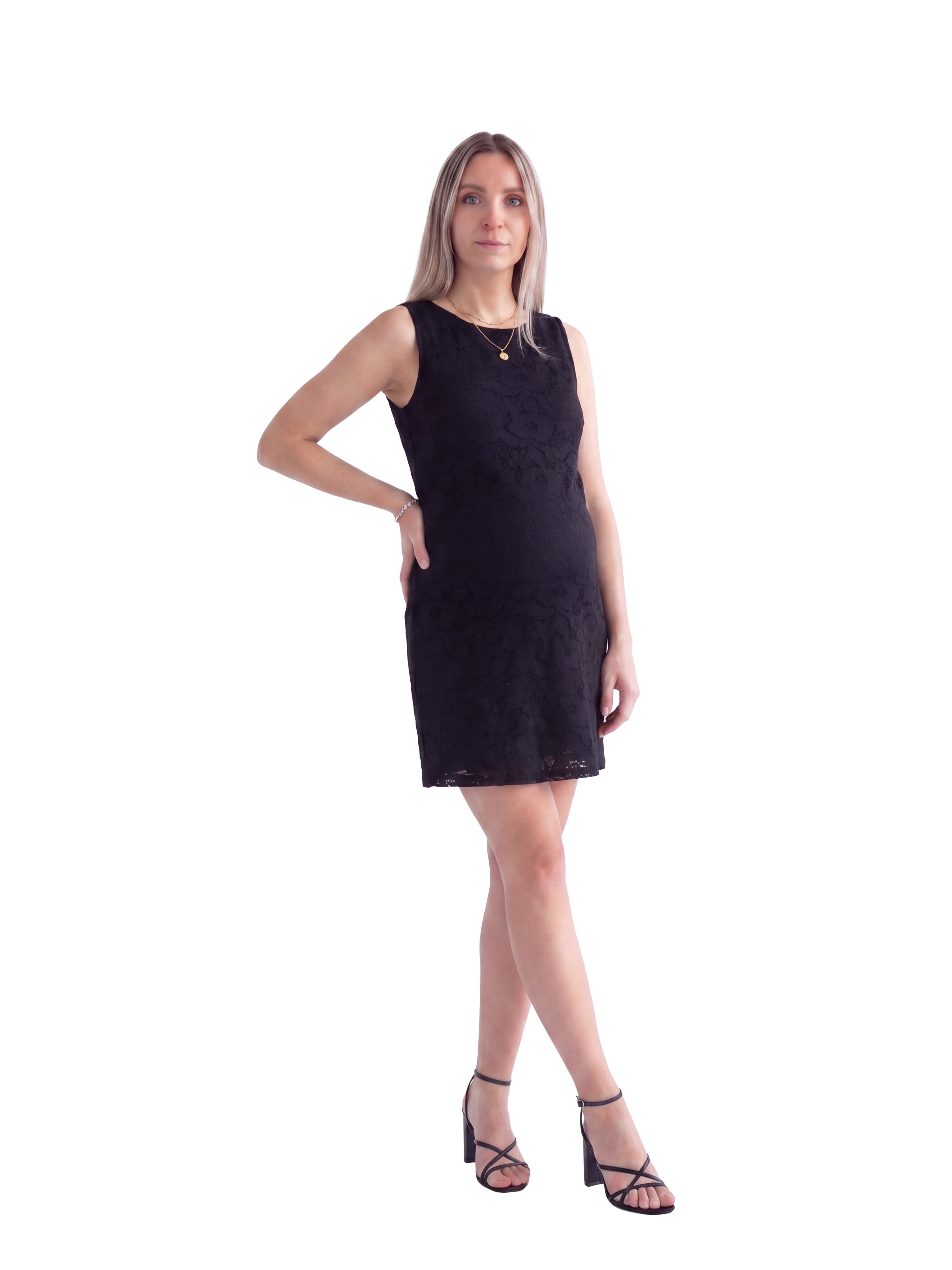 24seven Comfort Apparel Elevate Maternity Lace Sleeveless Boat Neck ...