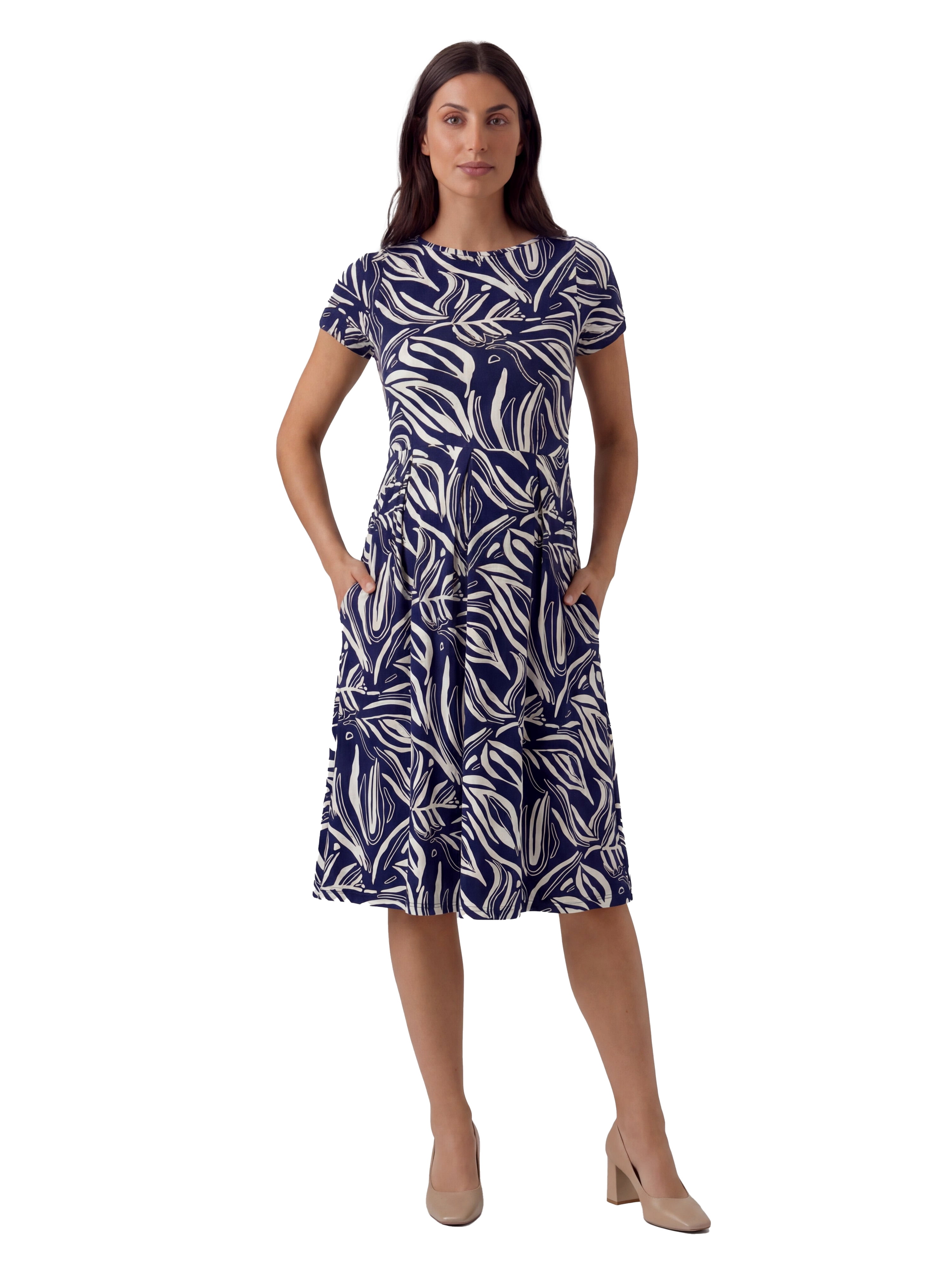 24seven Comfort Apparel Essential Maternity Abstract Print Short Sleeve ...
