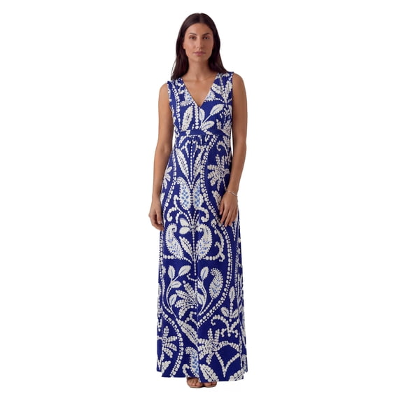 24seven Comfort Apparel Essential Maternity Abstract Print V Neck ...