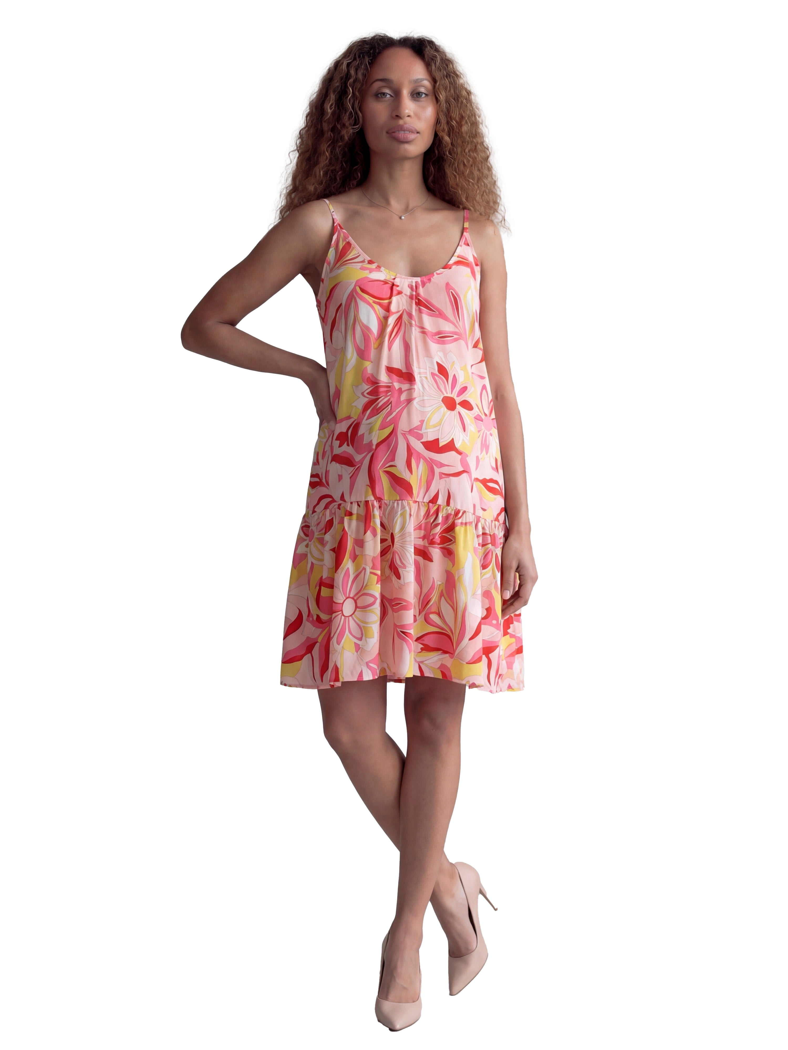 24seven Comfort Apparel Essential Maternity Floral Print Scoop Neck ...