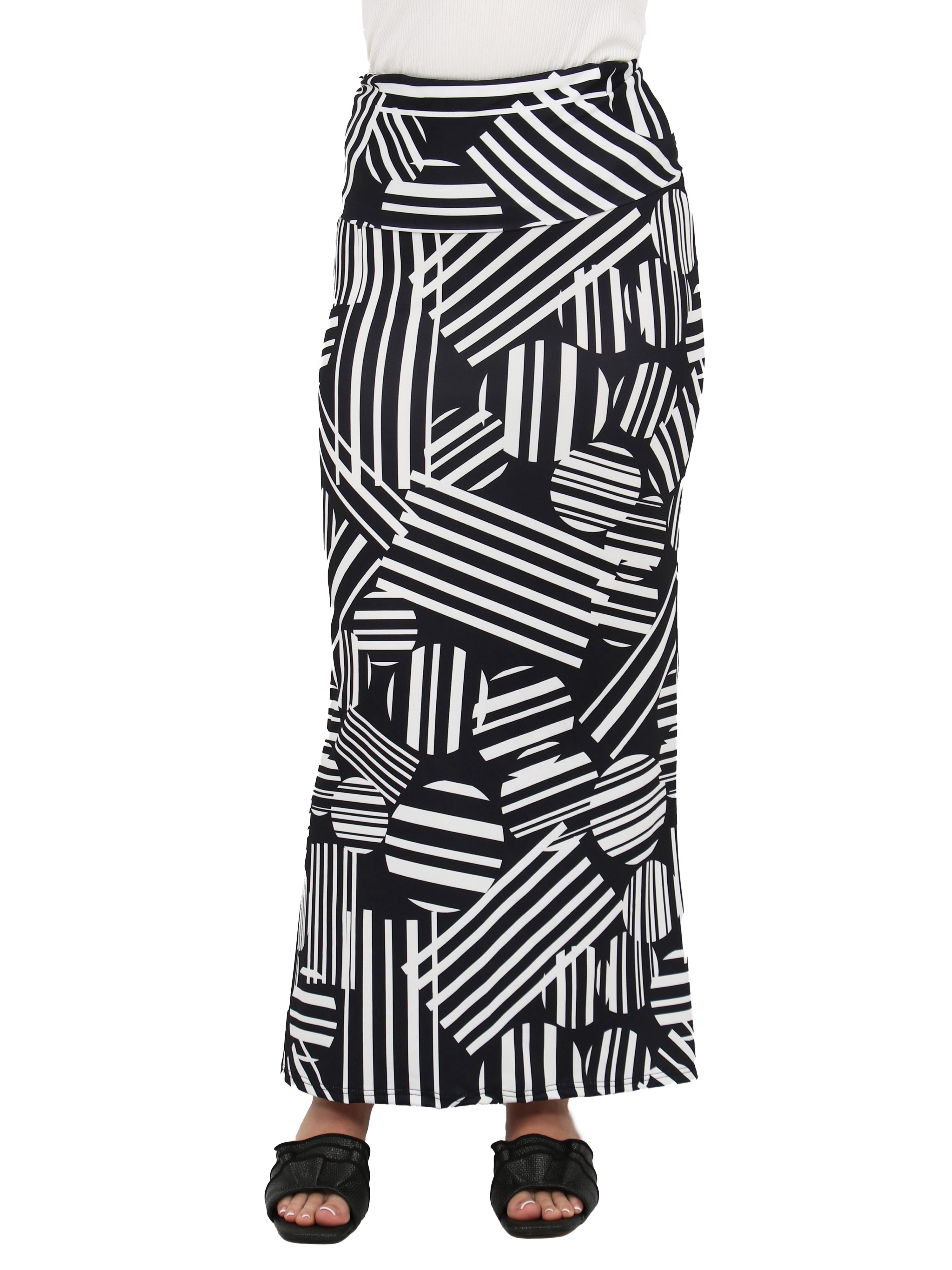24seven Comfort Apparel Essential Womens Abstract Print Foldover Waist ...
