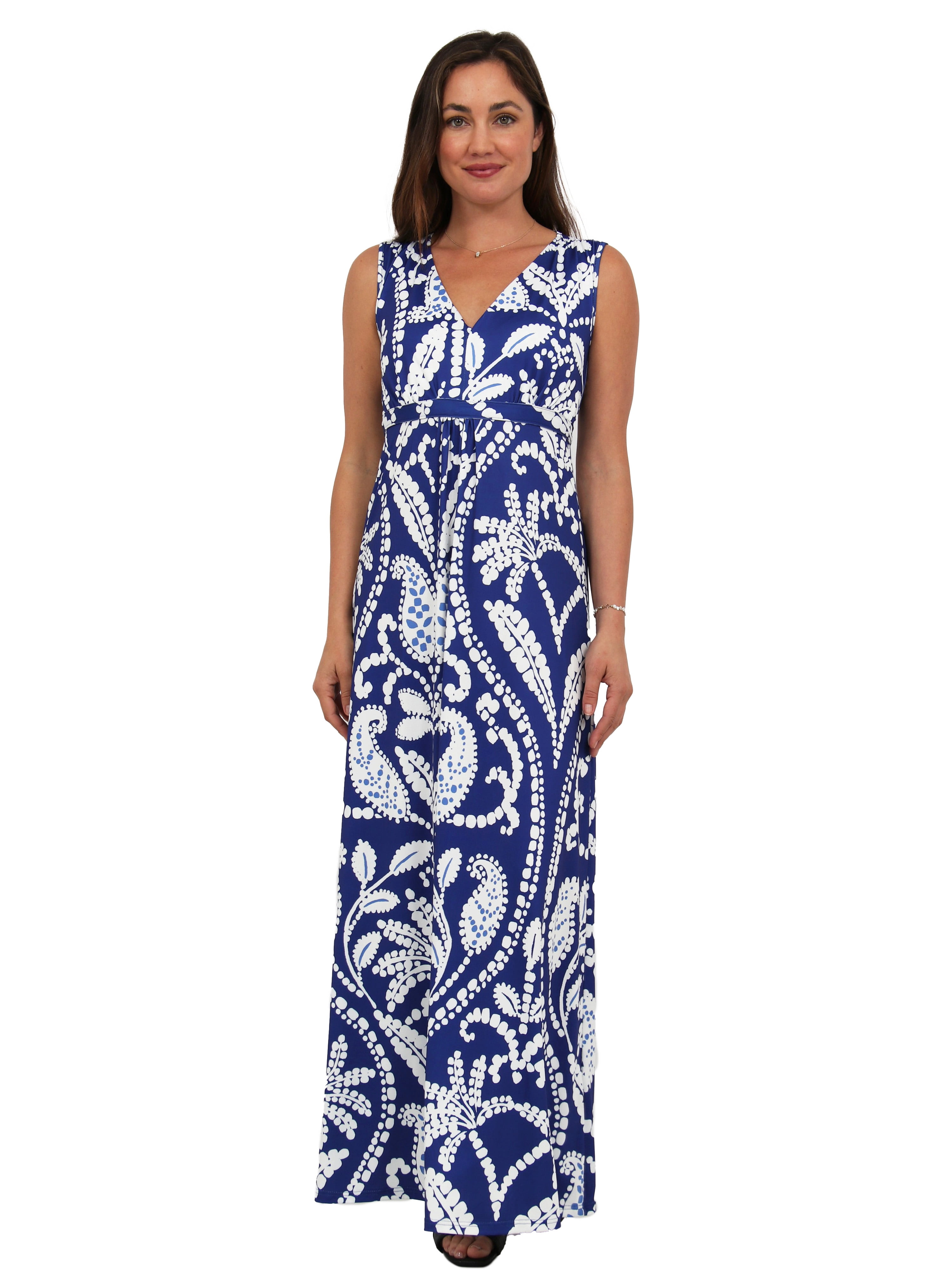 24seven Comfort Apparel Essential Womens Abstract Print V Neck ...