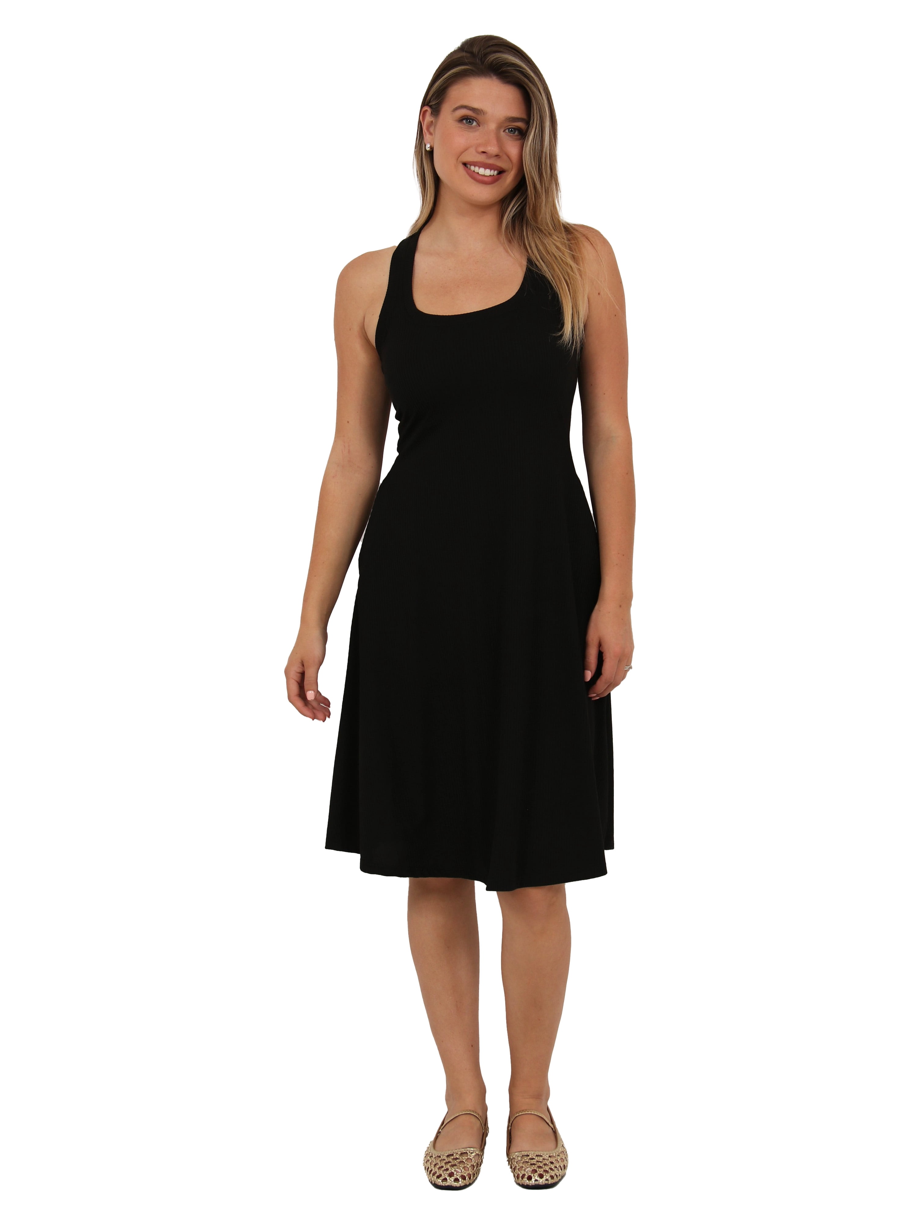 24seven Comfort Apparel Essential Womens Ribbed Knit Sleeveless Scoop ...