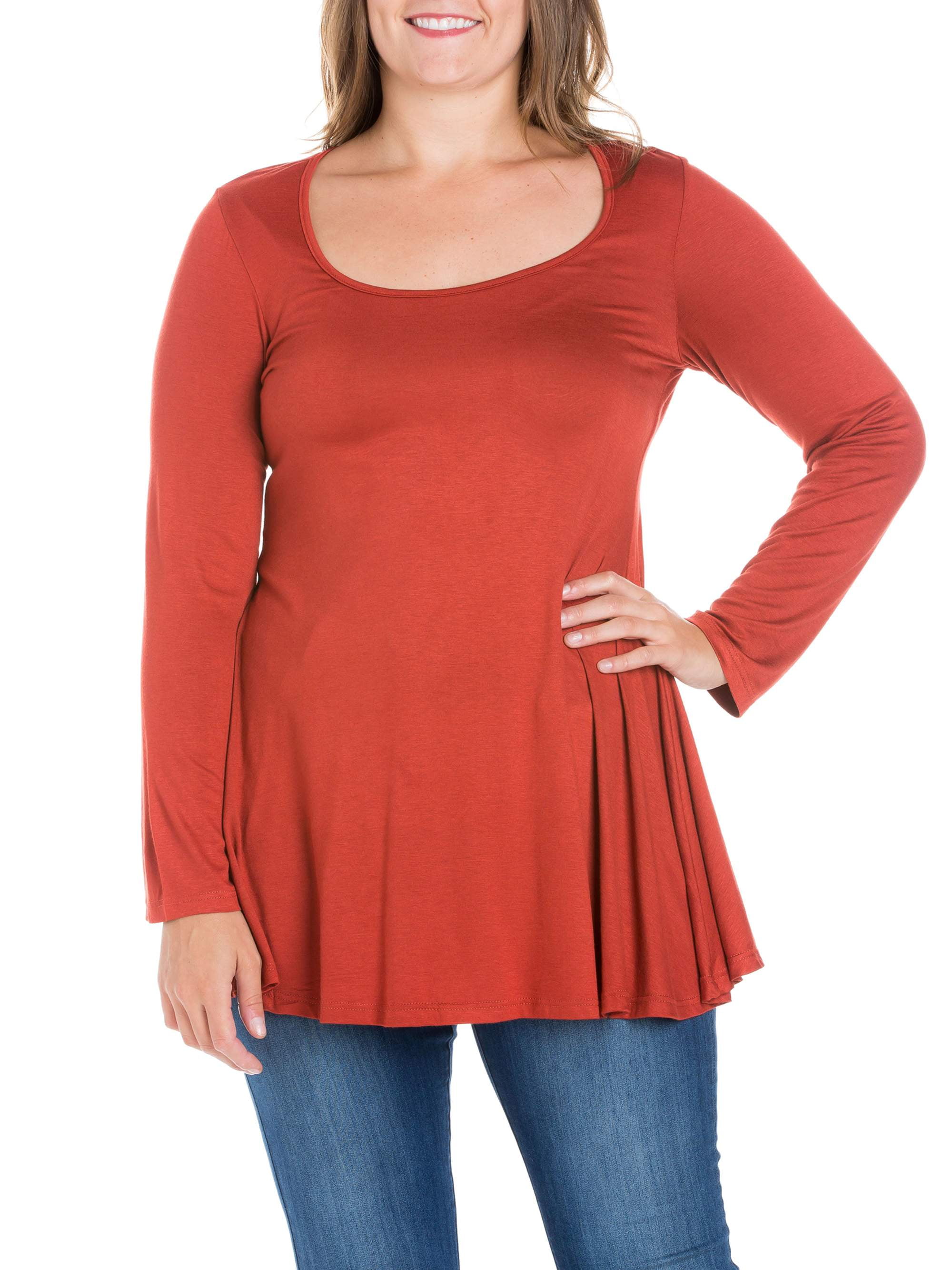 24seven Comfort Apparel Long Sleeve Swing Plus Size Tunic Top - Walmart.com