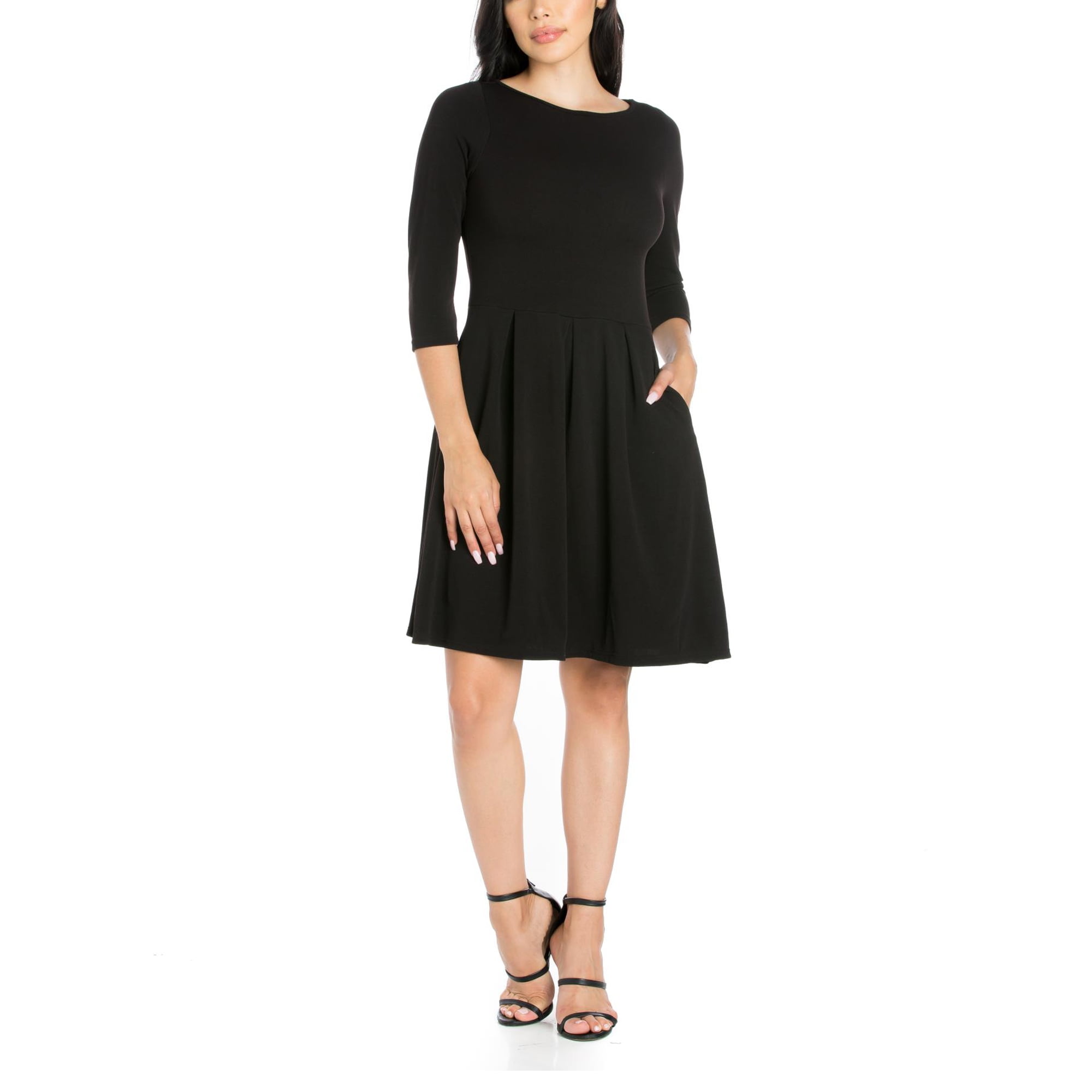 24seven Comfort Apparel Perfect Fit and Flare Pocket Dress - Walmart.com