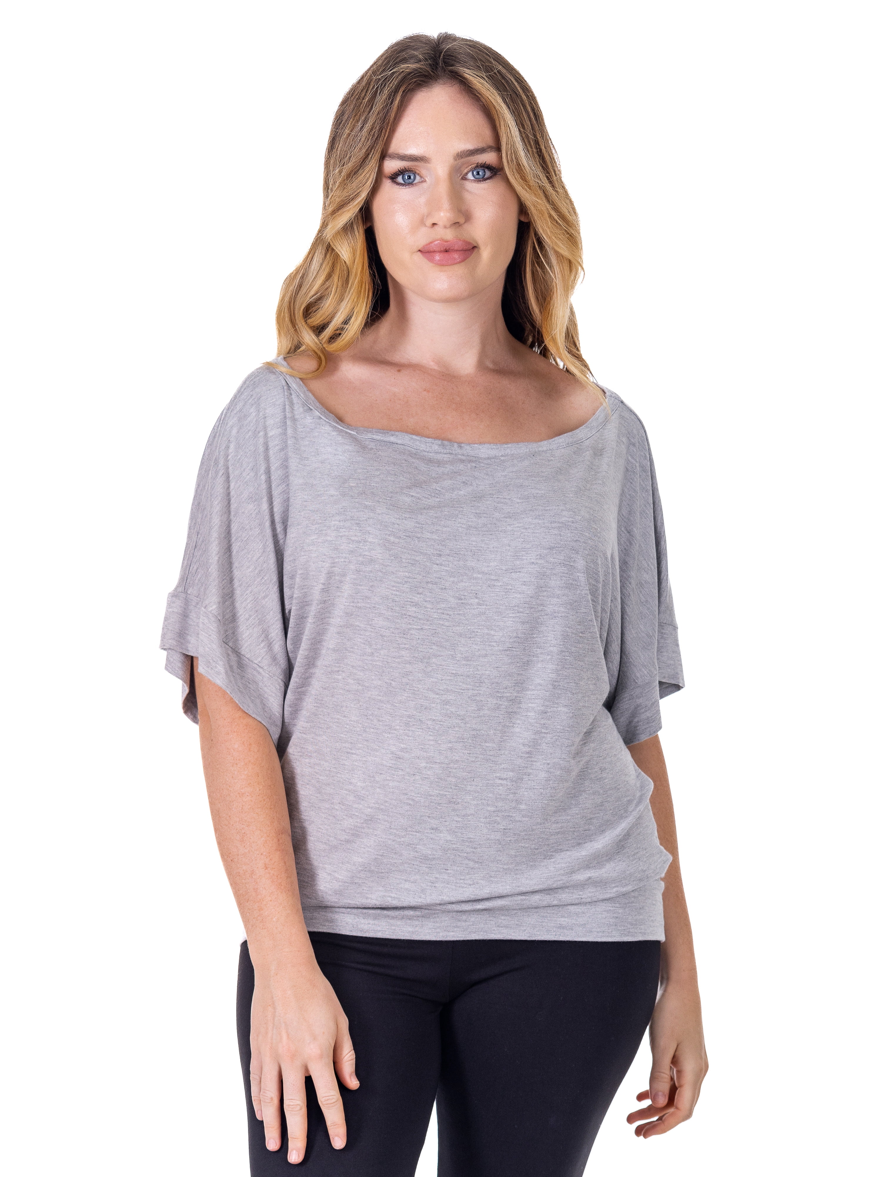 24seven Comfort Apparel Womens Boat Neck Dolman Sleeve Top - Walmart.com