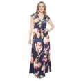 24seven Comfort Apparel Womens Floral V Neck Cap Sleeve Ruched Front ...