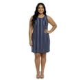 24seven Comfort Essential Curvy Striped Print Round Neck Sleeveless A ...