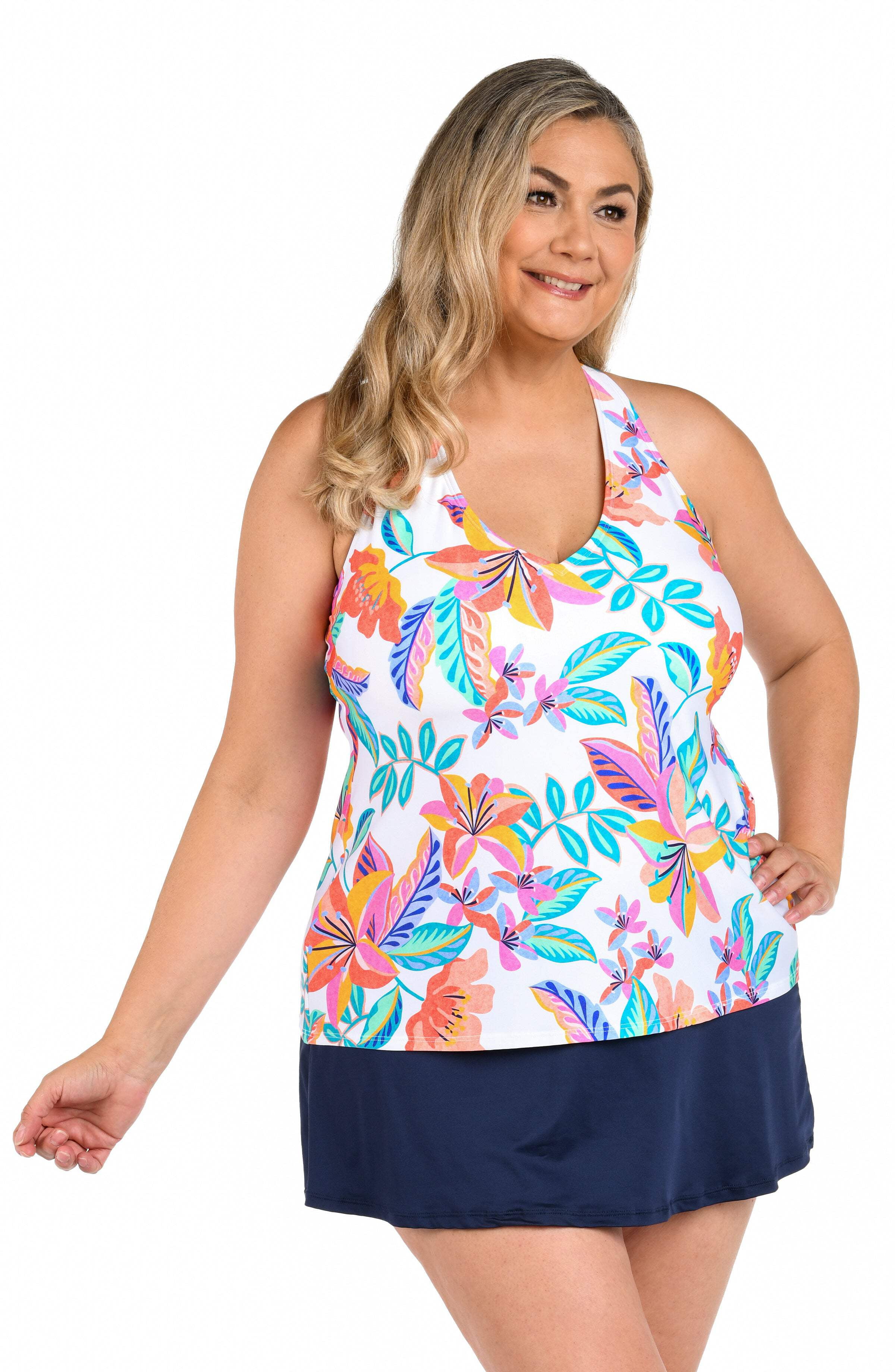 24th Ocean Francesca Tropical Underwire Crossback Tankini Top (Plus ...
