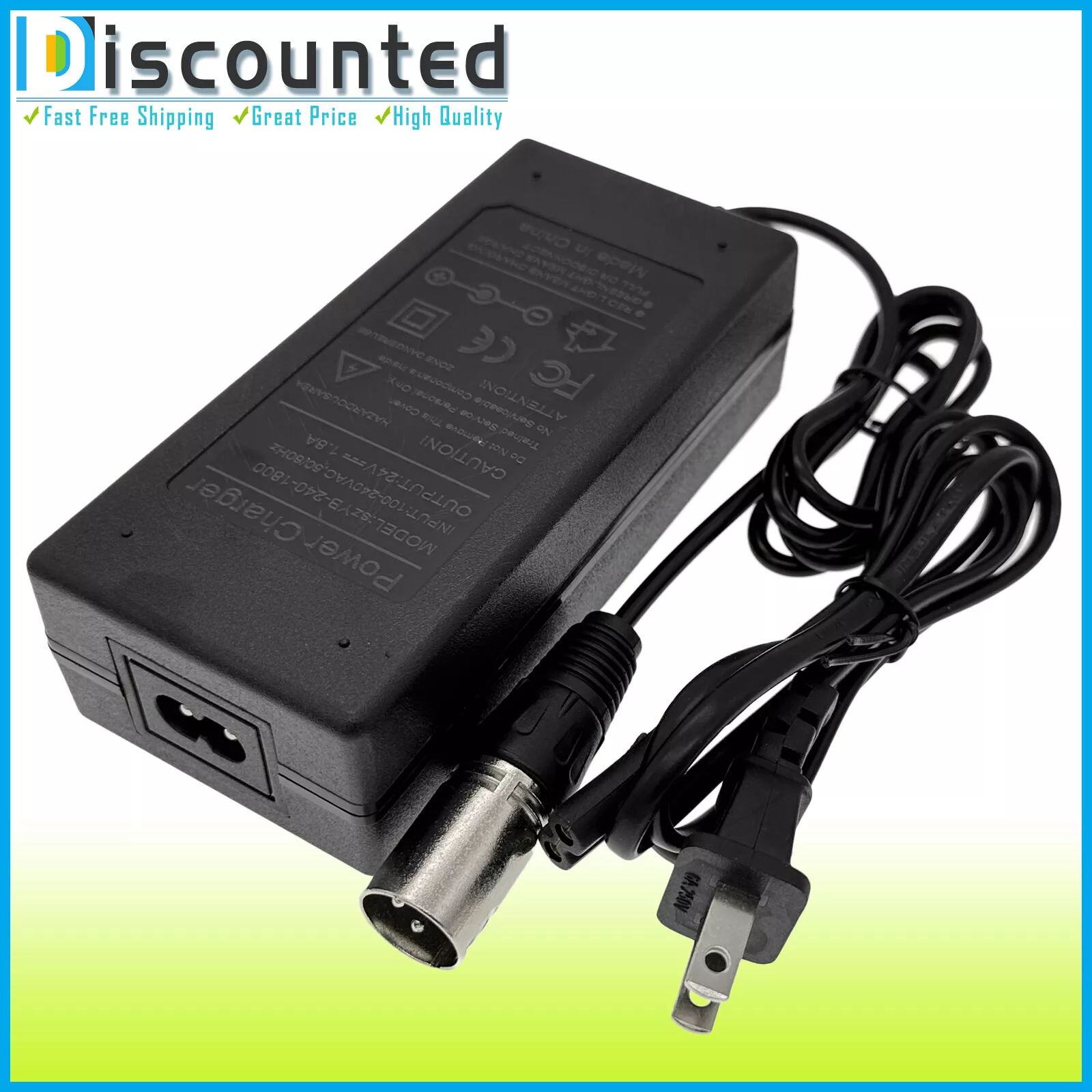 24volt 1.8A Battery Charger For eZip 4.0 400 500 750 900 Trailz Scooter ...