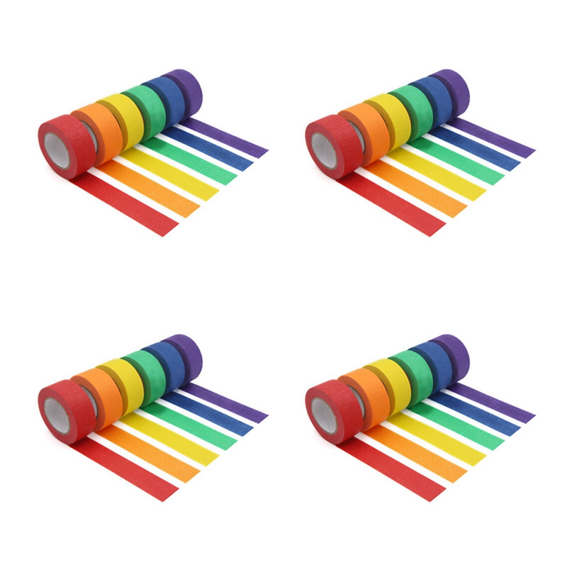 24x Colored Masking Tape,Colored Painters Tape 6 Different Color Rolls ...