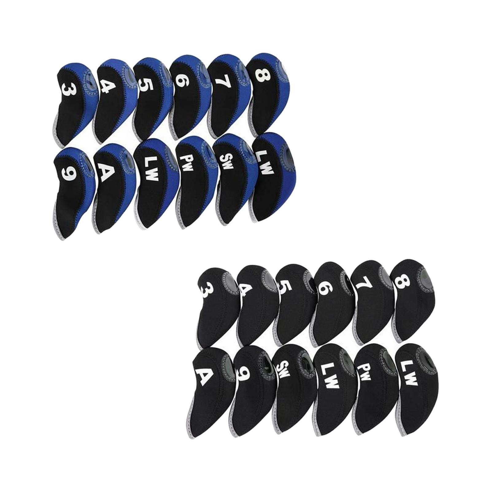 24x Golf Clubs Iron Headcover Set Golf Wedges Headcovers Black and Blue ...