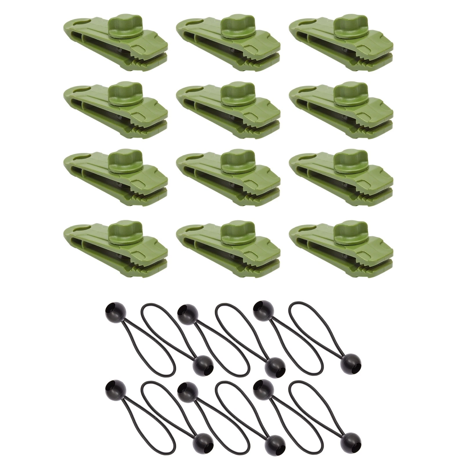 24x Heavy Duty Trap Clips w Ball Bungee Cords Lock Grip Clamps for ...