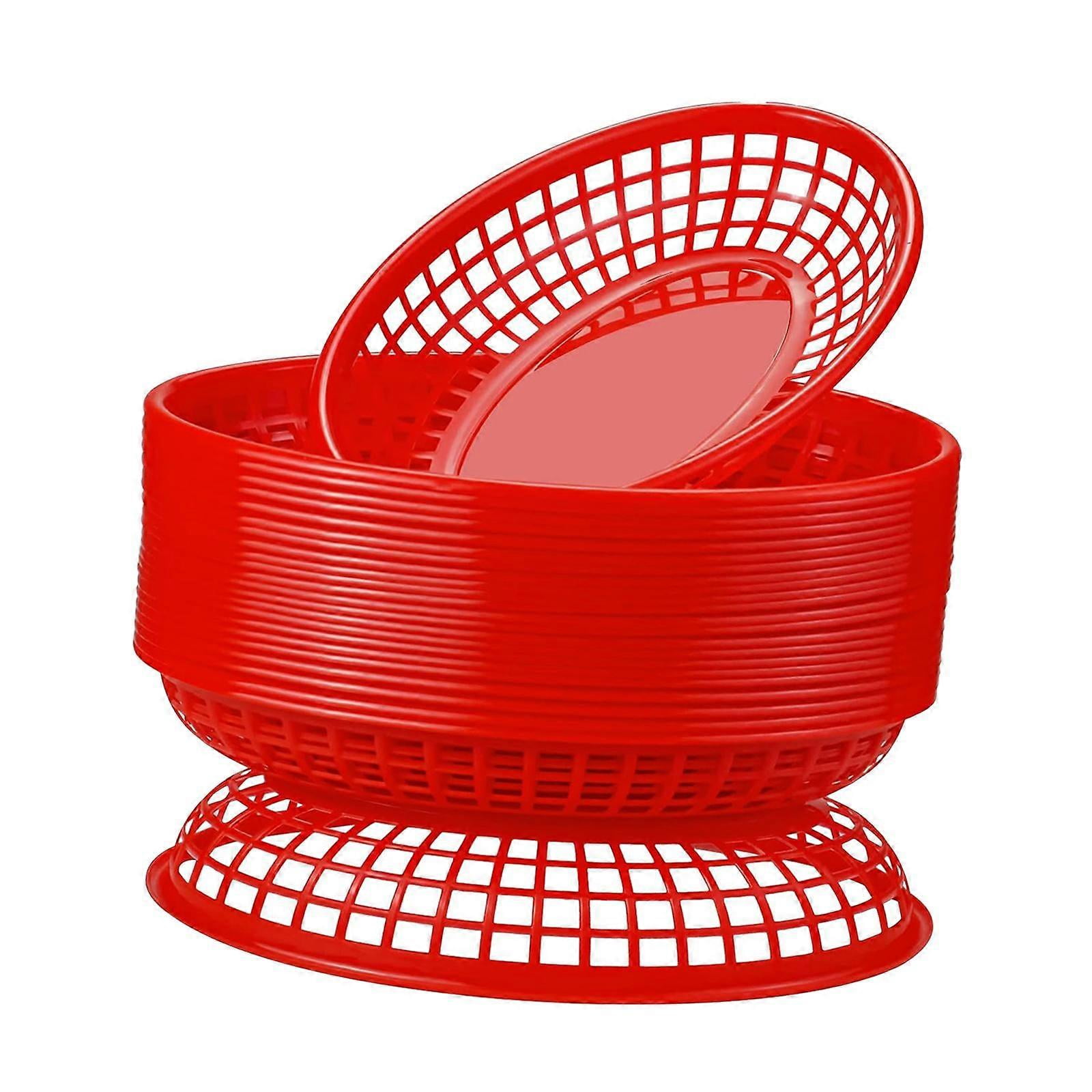 24x Oval Food Baskets Bread Fry Baskets Serving Tray Retro Storage ...