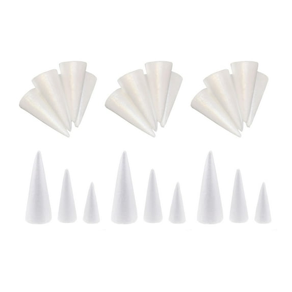 24x Polystyrene Solid Cones Shaped Blank 3 Sizes Christmas Trees diy ...