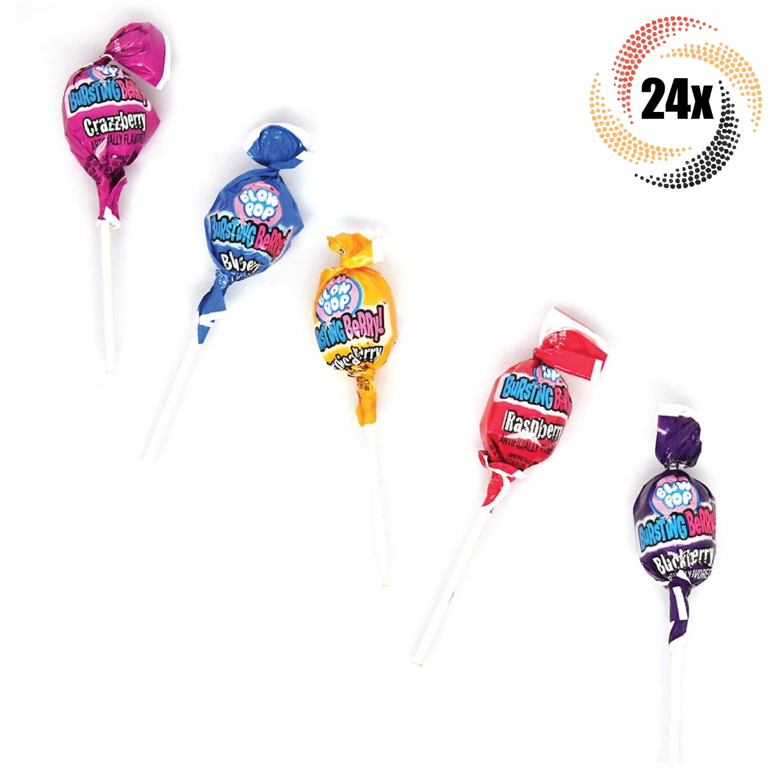 24x Pops Charms Bursting Berry Assorted Bubble Gum Filled Lollipops ...