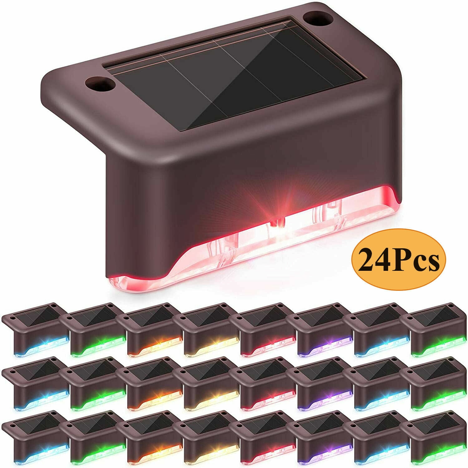24x Solar LED Color Change Deck Lights Garden Patio Railing Decks Path ...
