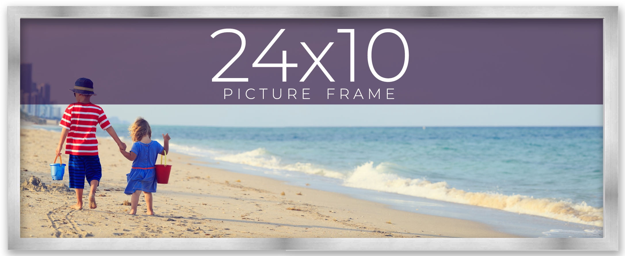 24x10 Frame Silver Real Wood Picture Frame Width 0.75 inches | Interior ...