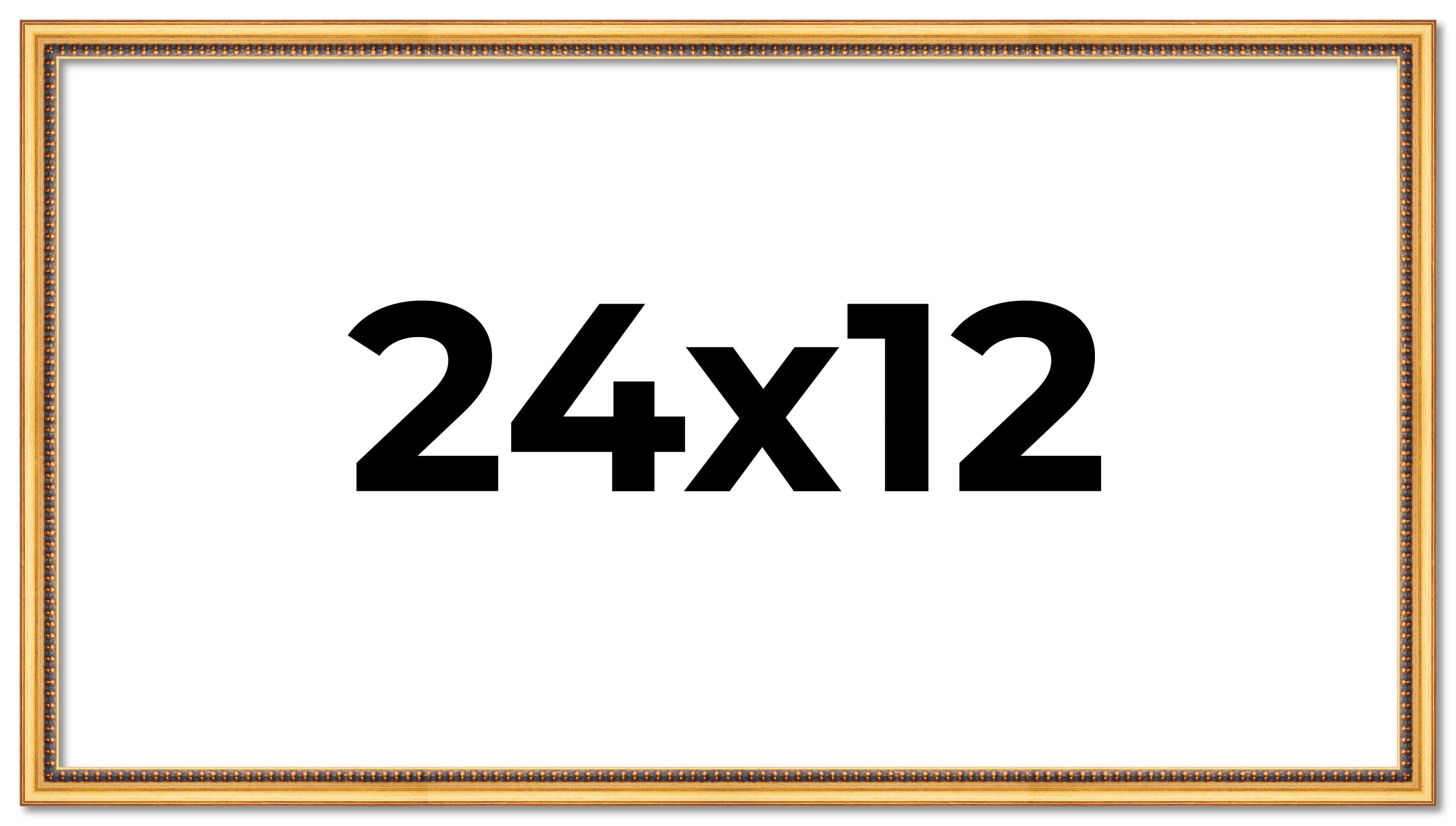 24x12 Frame Beaded Gold Solid Wood Picture Frame | 0.75 Inches Moulding ...