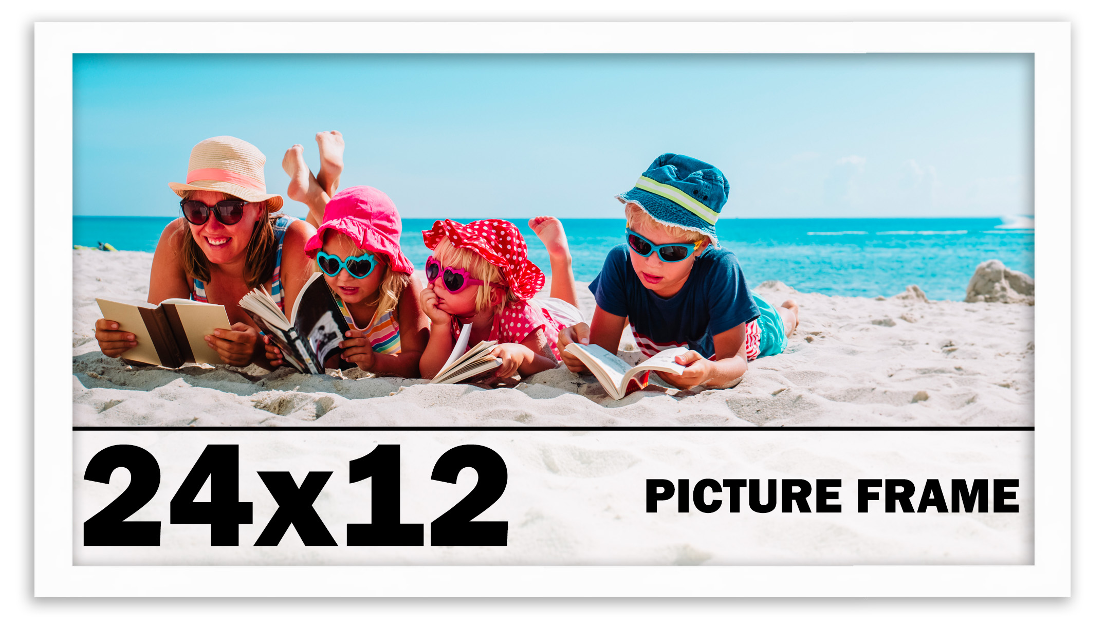 24x12 Frame White Solid Wood Picture Frame Includes UV Acrylic Shatter ...