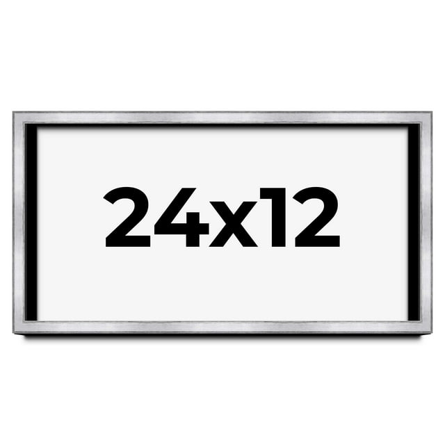 24x12 Shadow Box Frame Silver | 1.375 Inches Deep Real Wood ...