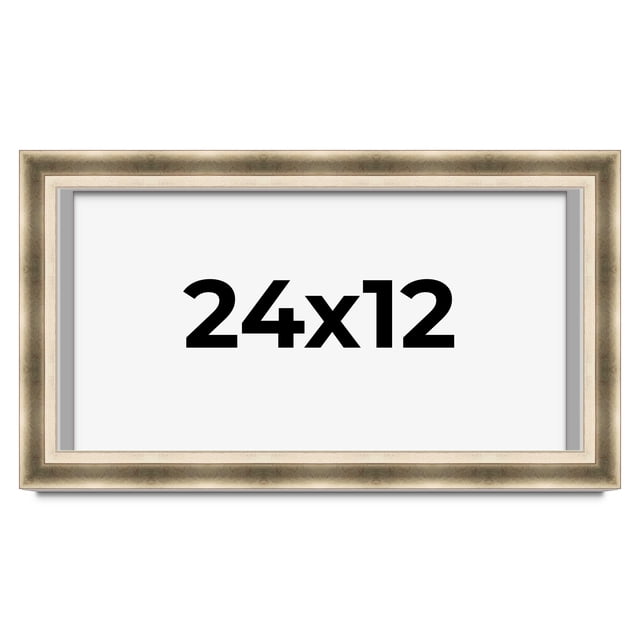 24x12 Shadow Box Frame Silver | 1.75 inches Deep Real Wood Traditional ...