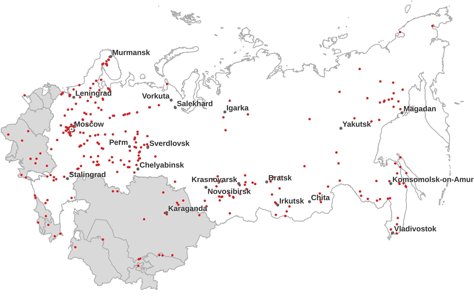 24x15in Coated Paper Map of the Gulag Poster. Soviet repression in the ...