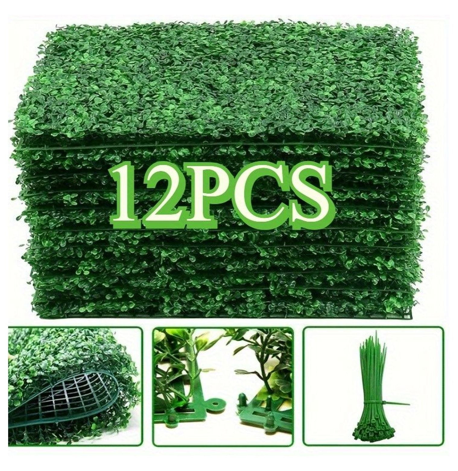 24x16 Inch 12 PCS Artificial Boxwood Hedge Panel - Realistic Fake Grass ...
