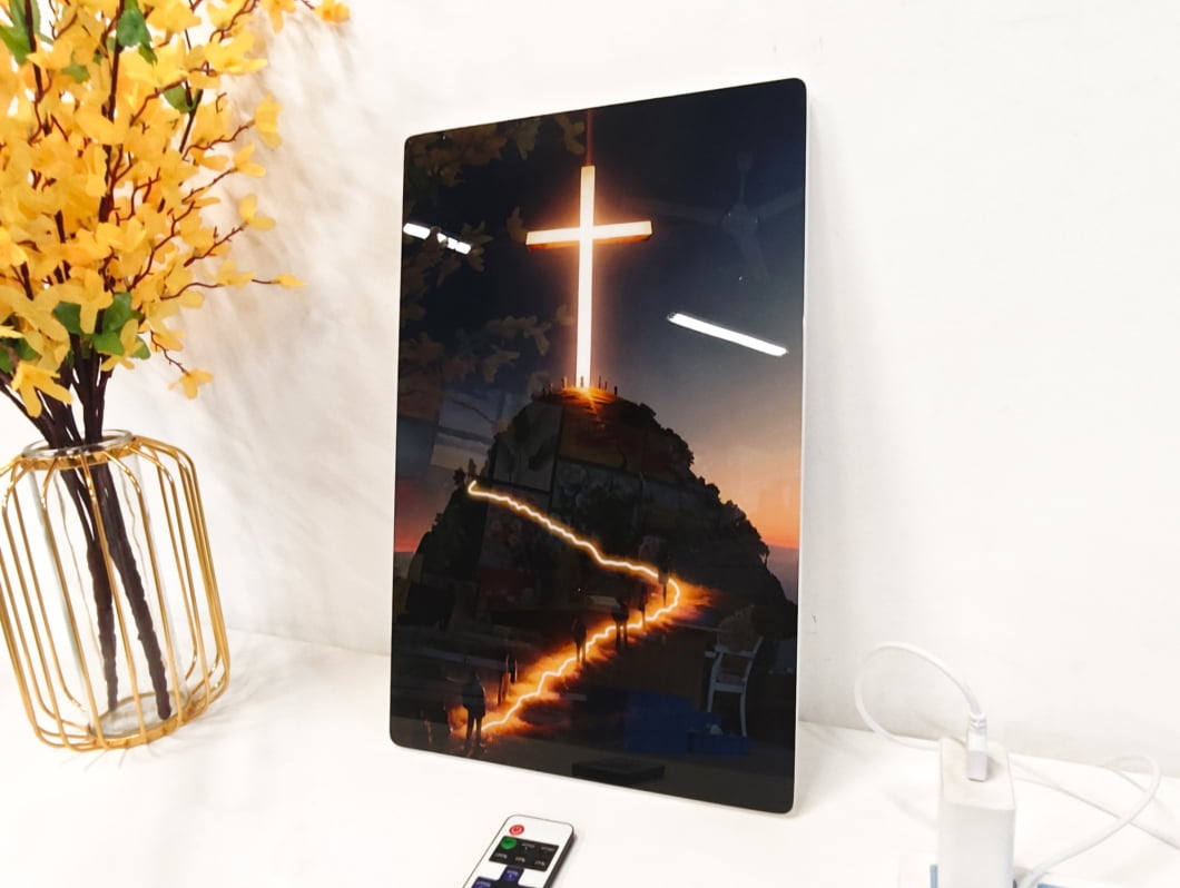 24x16 Inches Christian Cross LED Wall Art – UV Printed Acrylic Lighted ...