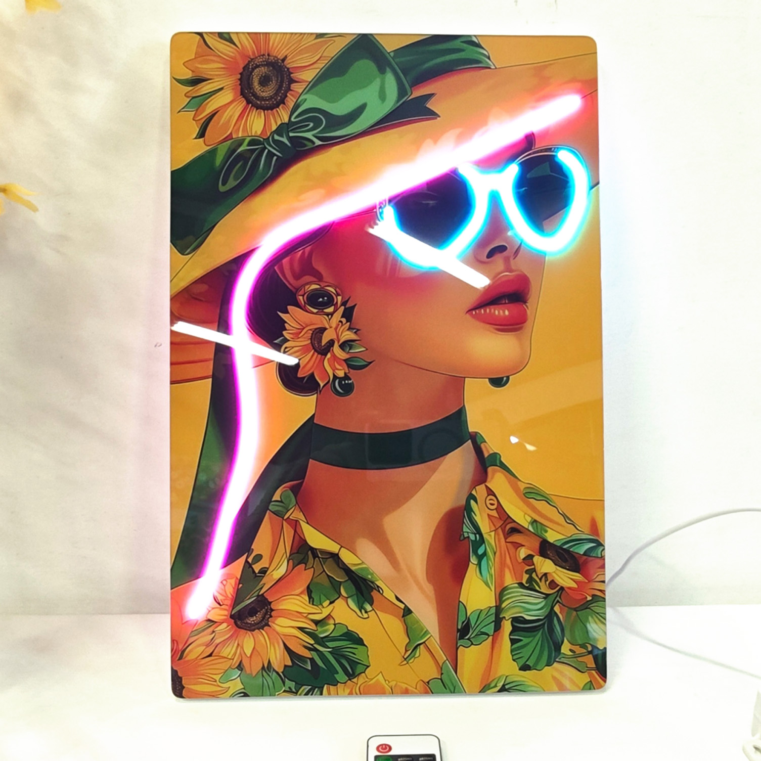 24x16 inches Fashion Girl LED Wall Art – Acrylic Lighted Artwork with ...