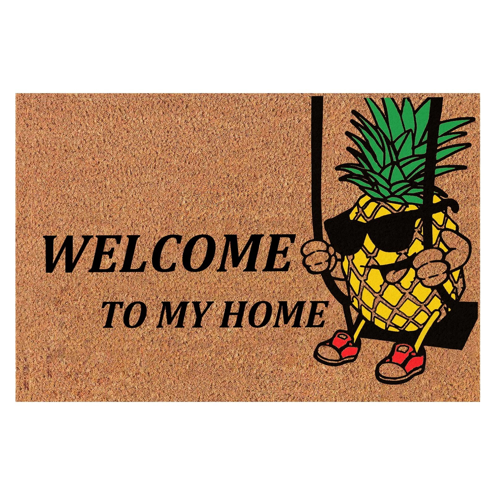 24x16IN Coir Mats for Outside , Coco Coir Mat Fun Pineapple Letter ...