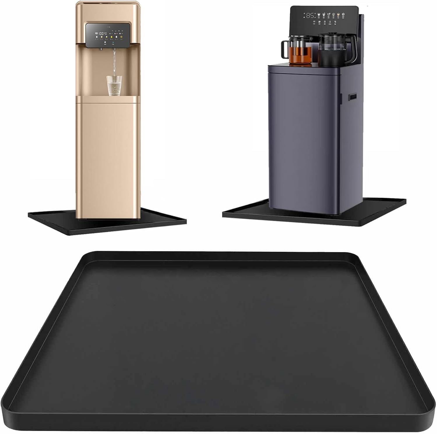 24x16x0.8 Inch Waterproof Water Cooler Mat with Raised Edge - Non-Slip ...
