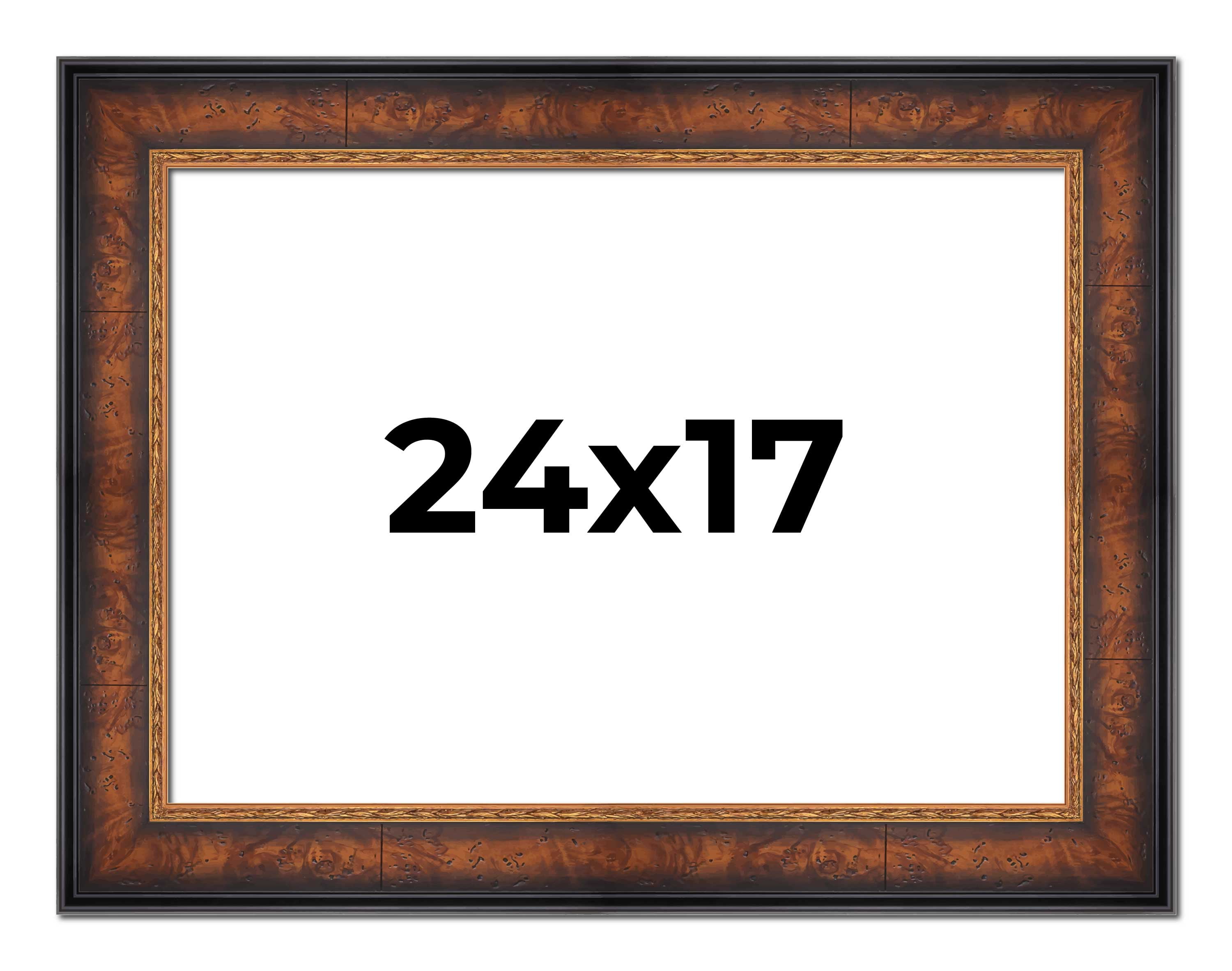 24x17 Frame Brown Walnut Gold Ornate Trim Solid Wood Plein Air Picture ...
