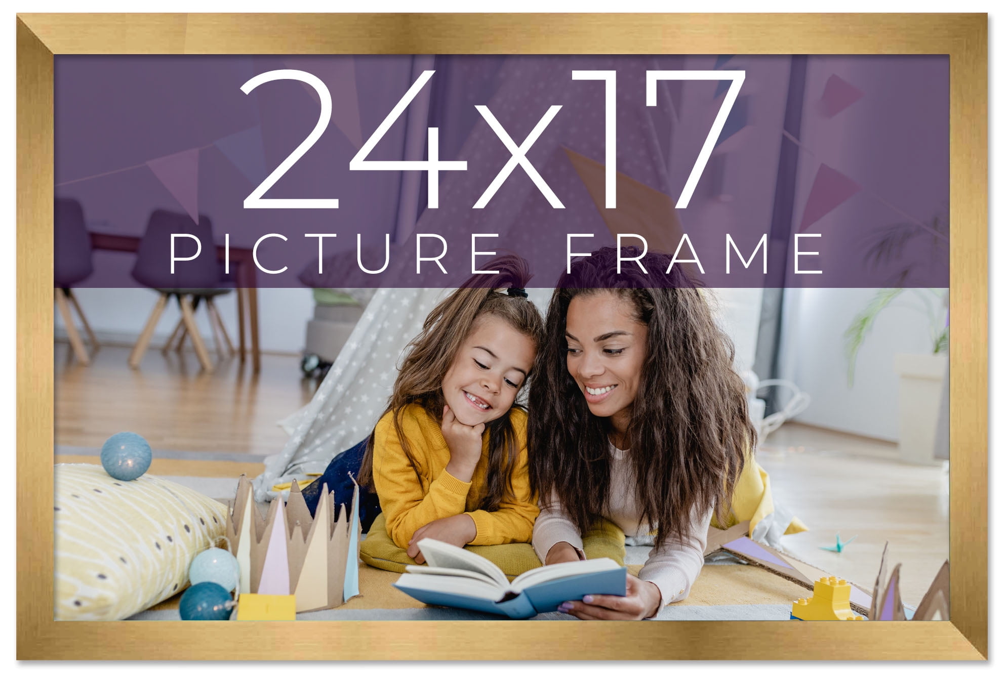 24x17 Frame Gold Bronze Solid Wood Picture Frame Width 0.75 Inches ...