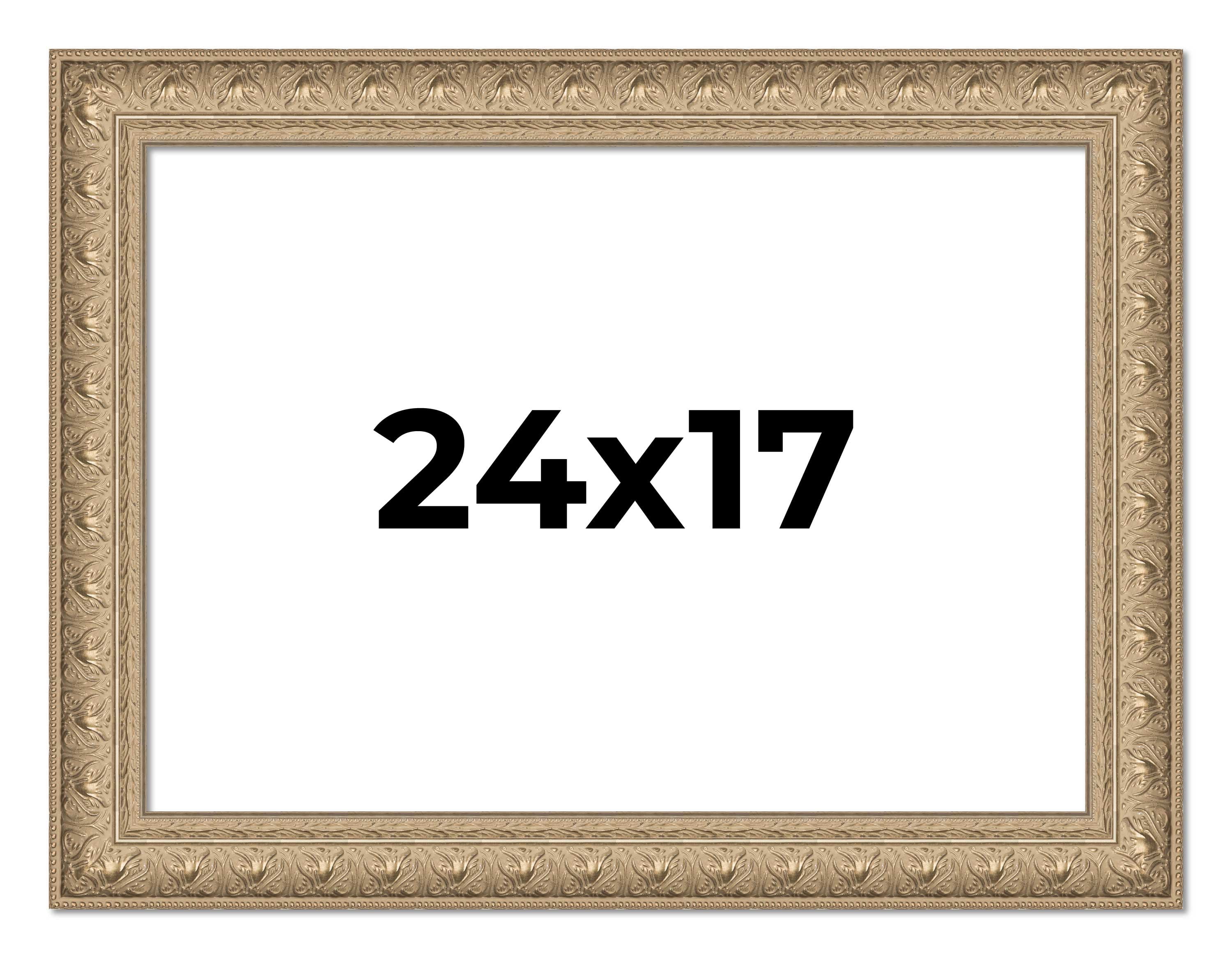 24x17 Frame Ornate Silver Beaded Solid Wood Picture Frame Width 2.5 ...