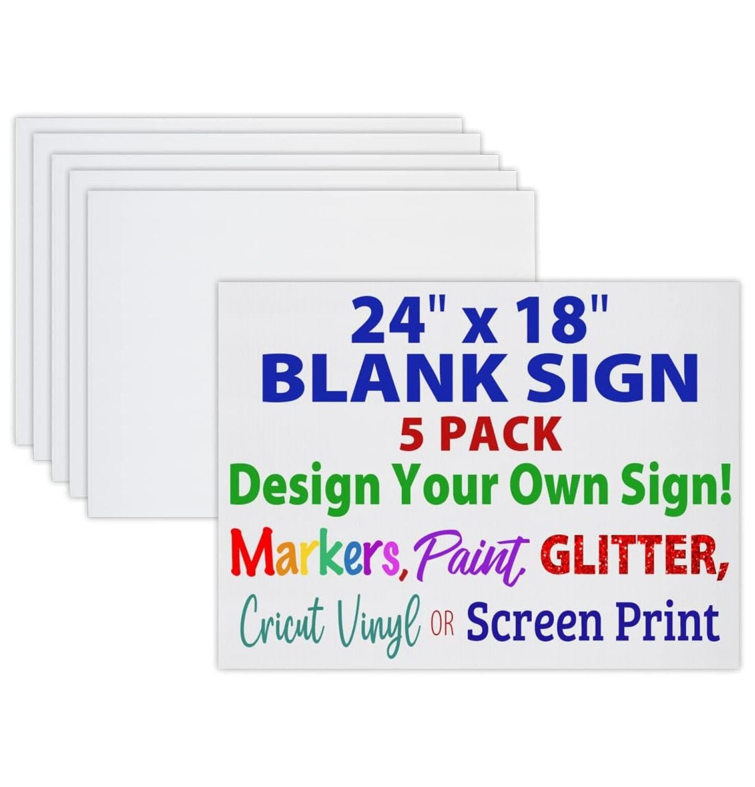 24x18 Blank Corrugated Plastic Yard Signs, Waterproof, Heavy Duty ...