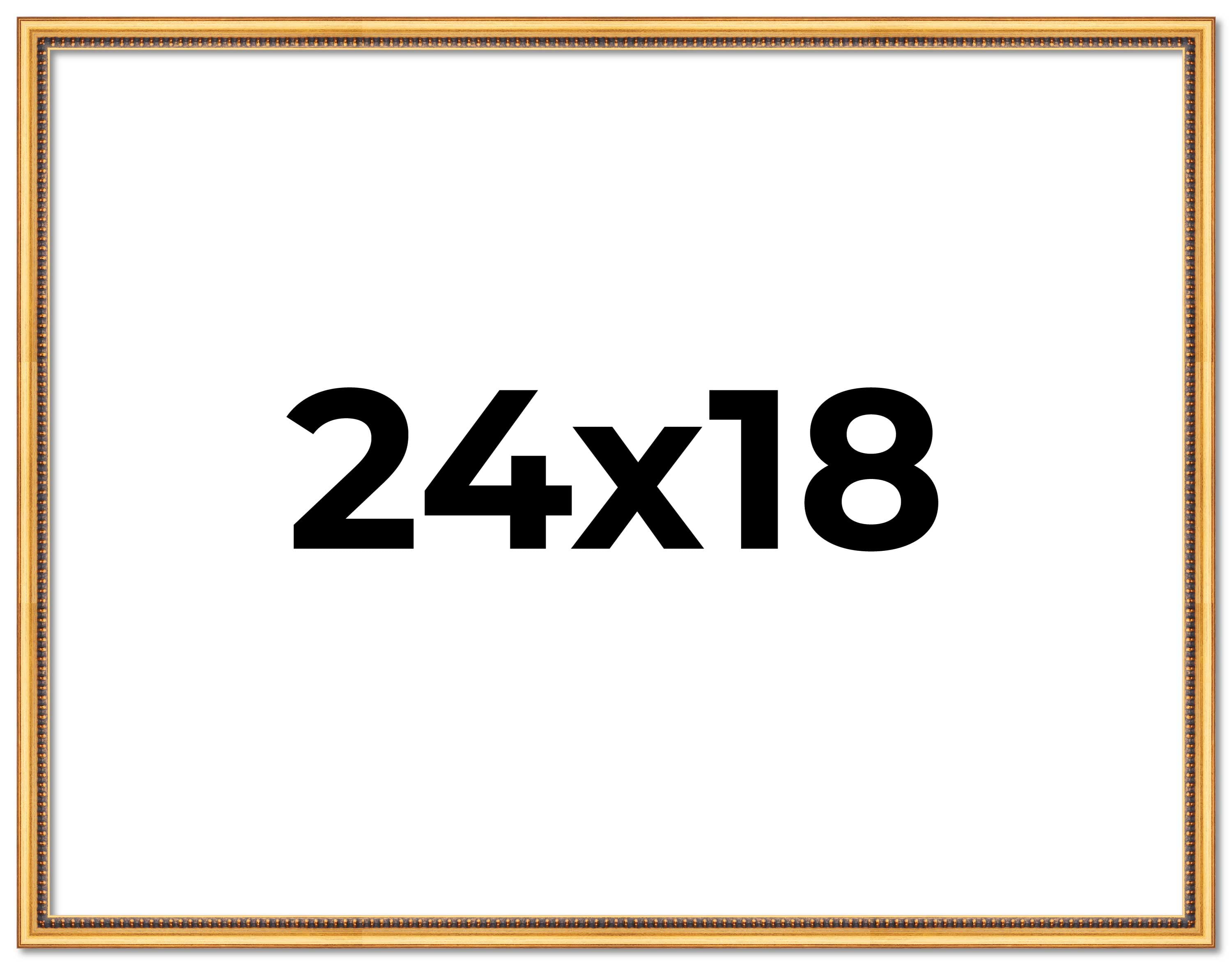 24x18 Frame Beaded Gold Solid Wood Picture Frame | 0.75 Inches Moulding ...